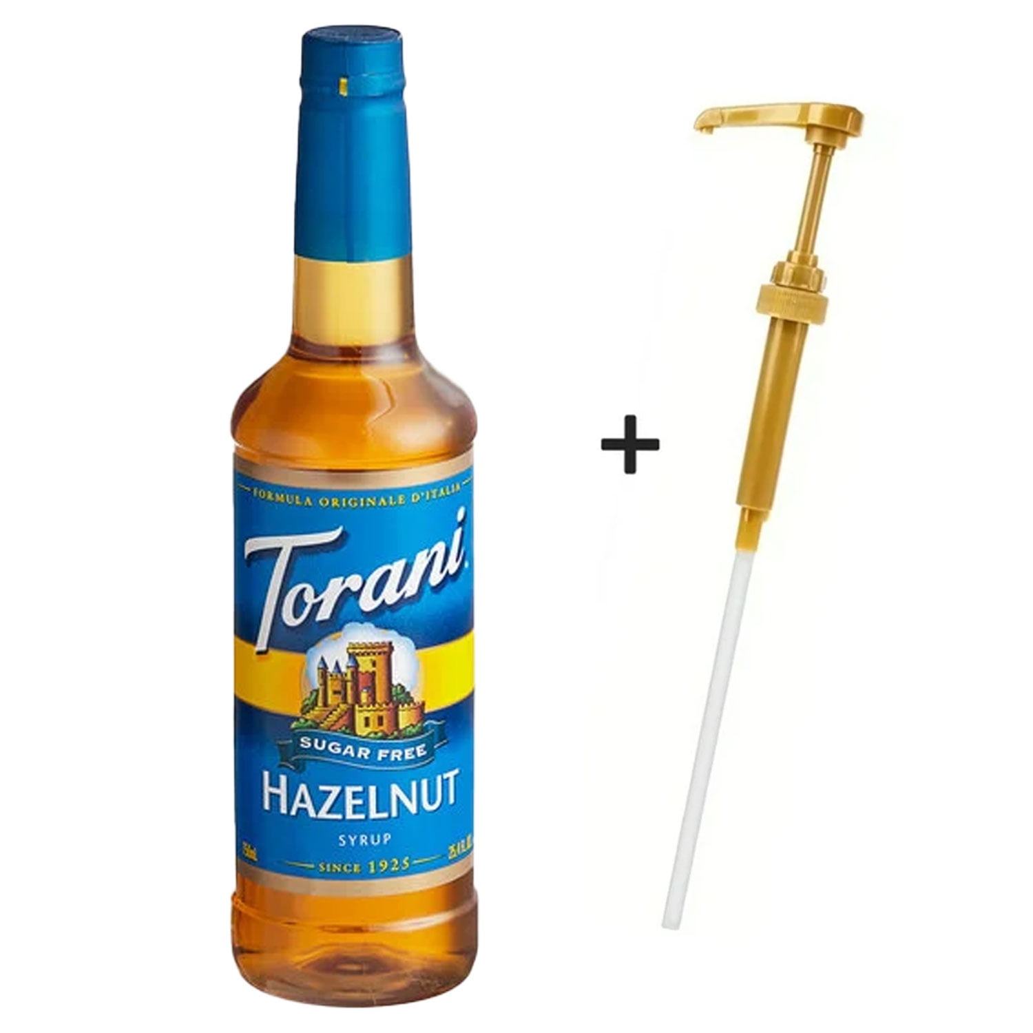 Torani Sugar-Free Hazelnut Flavoring Syrup 750 mL Plastic Bottle + Gold ...