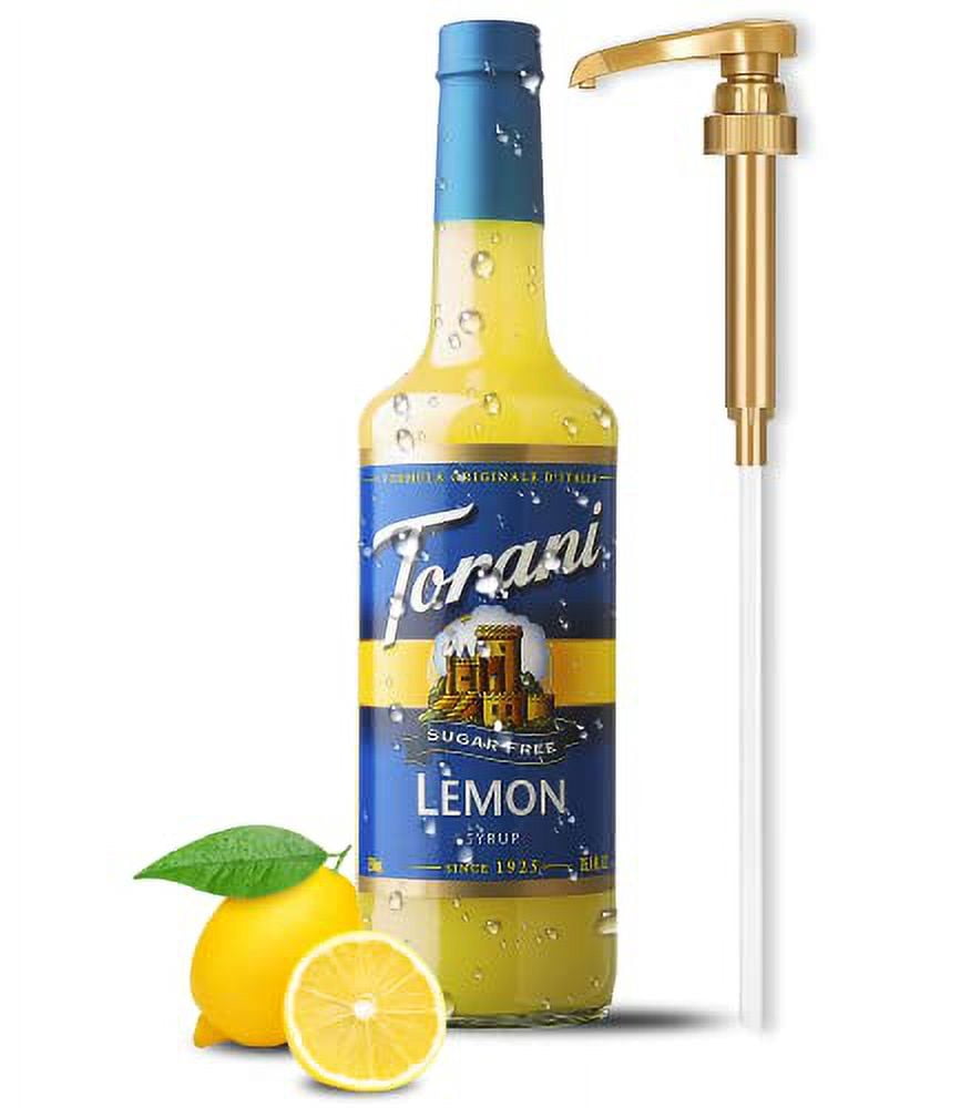 Torani Sugar Free Lemon Syrup with Little Squirt Syrup Pump, 750ml 25.4 ...
