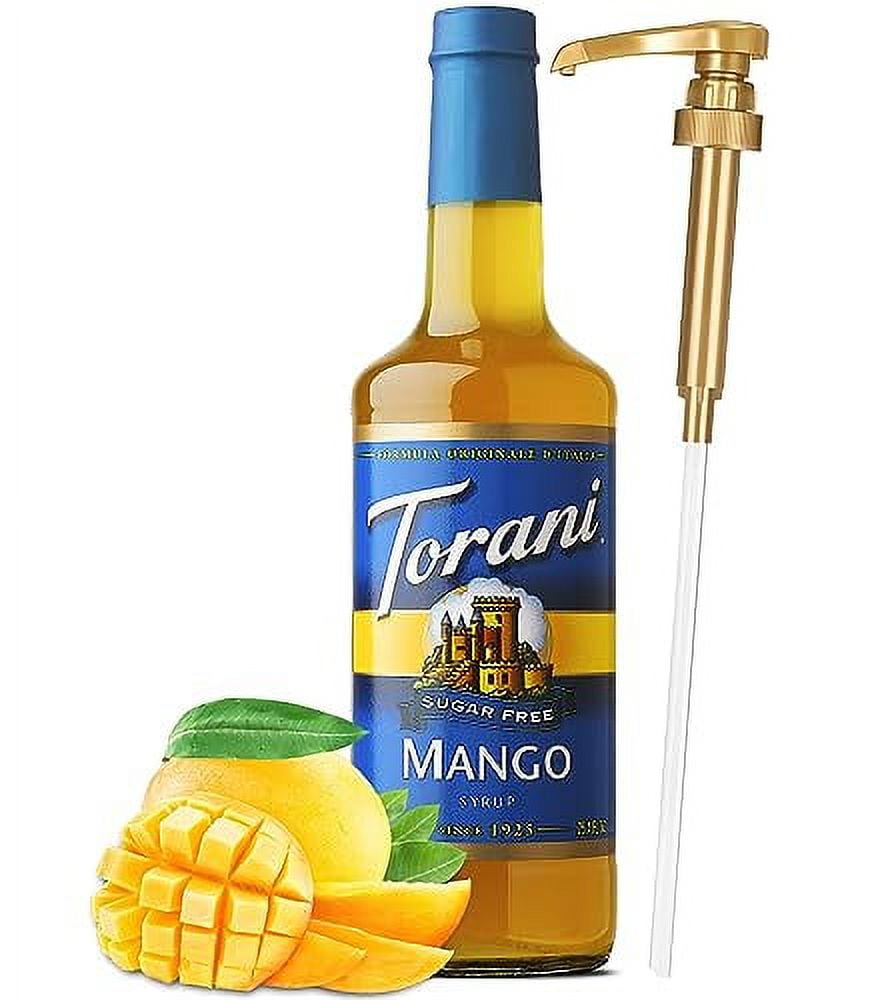 Torani Sugar Free Mango Syrup with Little Squirt Syrup Pump, 750ml 25.4 ...