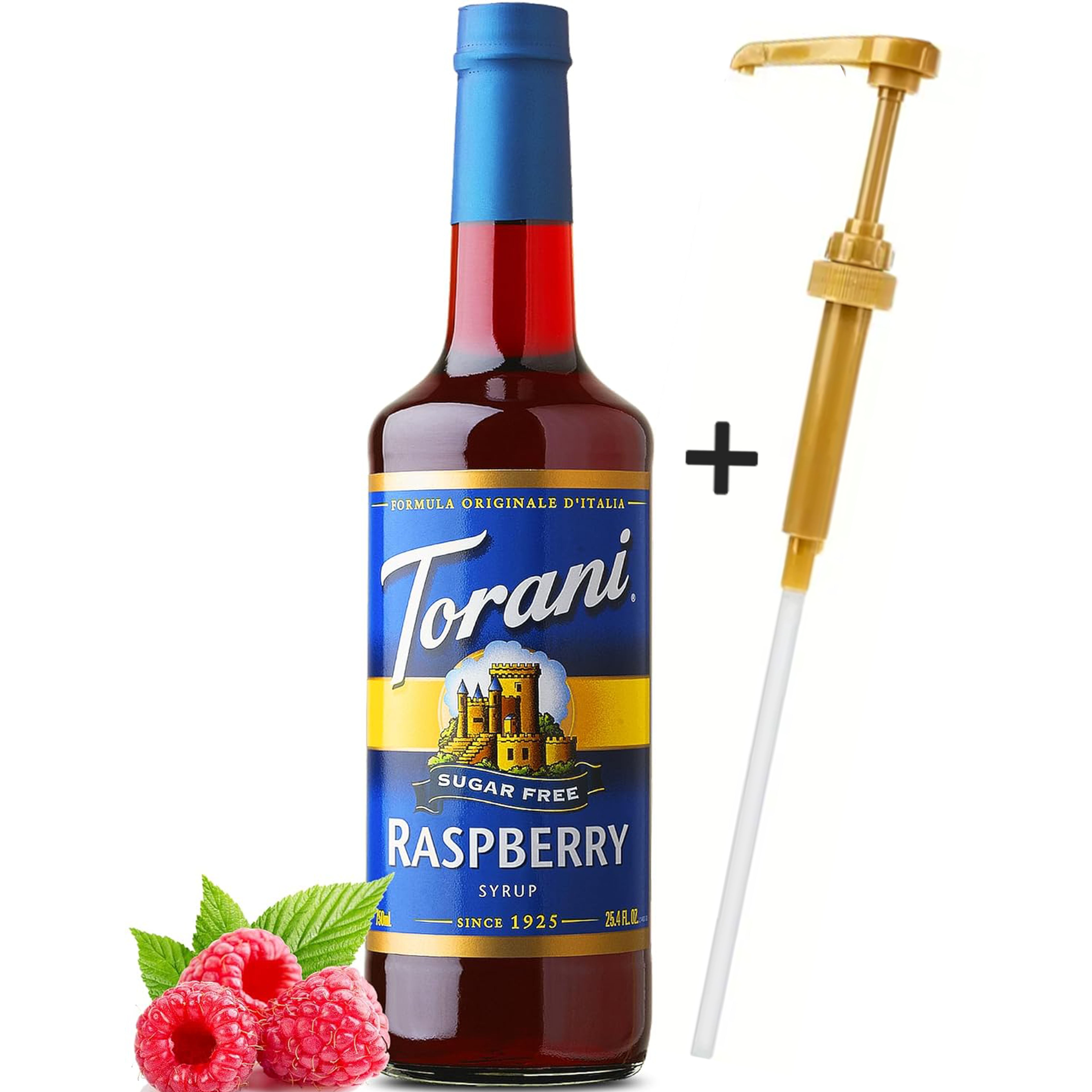 Torani Sugar-Free Raspberry Syrup, 750 mL Bottle + Gold Pump ...