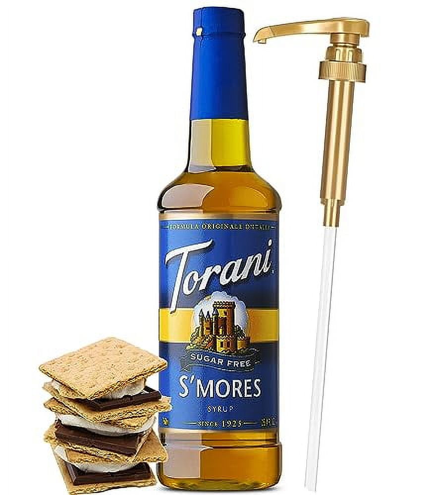 Torani Sugar Free Smores Syrup for Coffee, 750ml, Includes Little ...