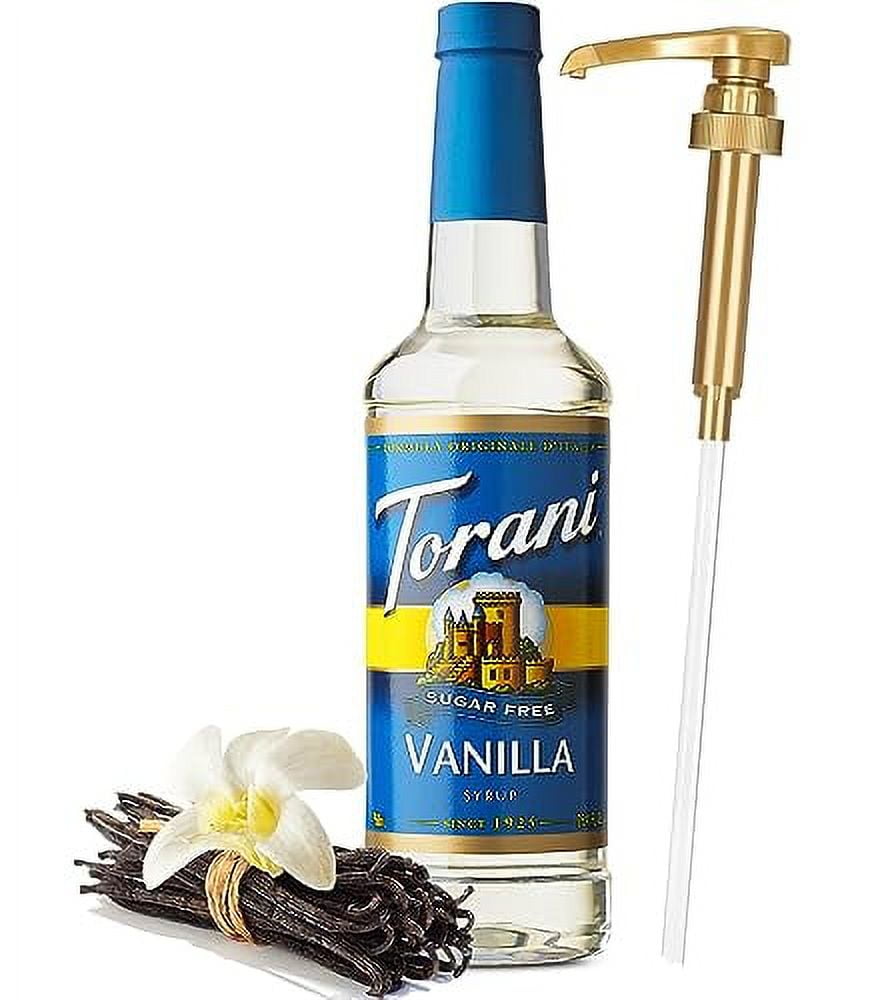 Torani Sugar Free Vanilla Syrup with Little Squirt Syrup Pump, Plastic ...