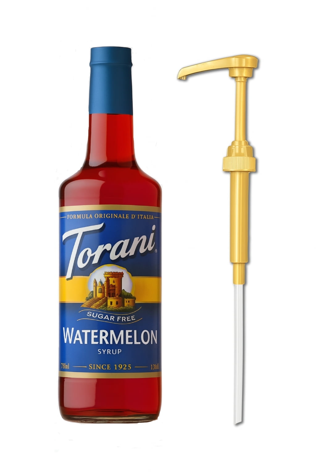 Torani Sugar Free Watermelon Syrup, 750ml Glass Bottle + Gold Pump ...