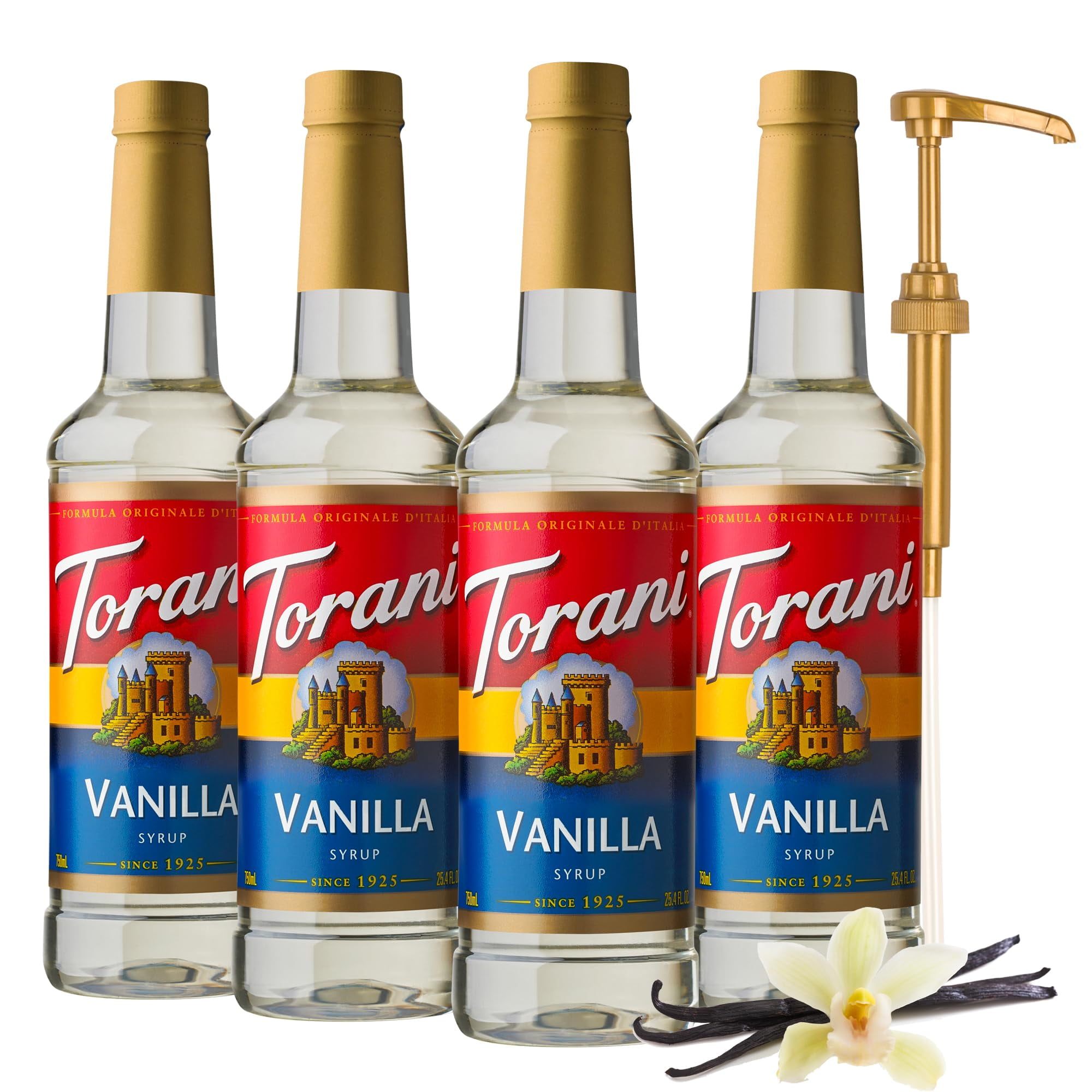 Torani Syrup Bundle, Vanilla And Pump, 25.4 Fl Oz Bottle (Pack Of 4 ...