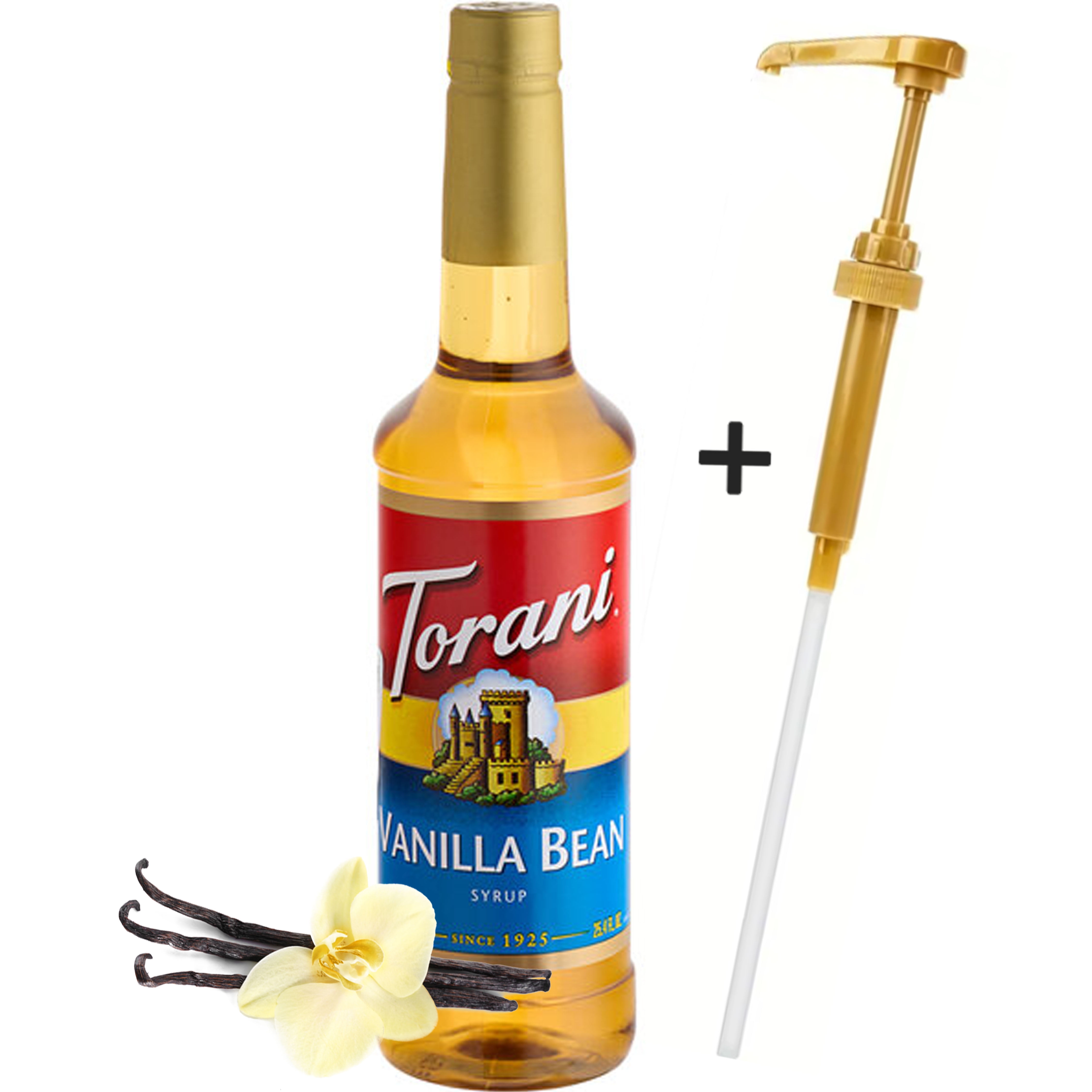 Torani Vanilla Bean Flavoring Syrup 750 mL Plastic Bottle + Gold Syrup ...