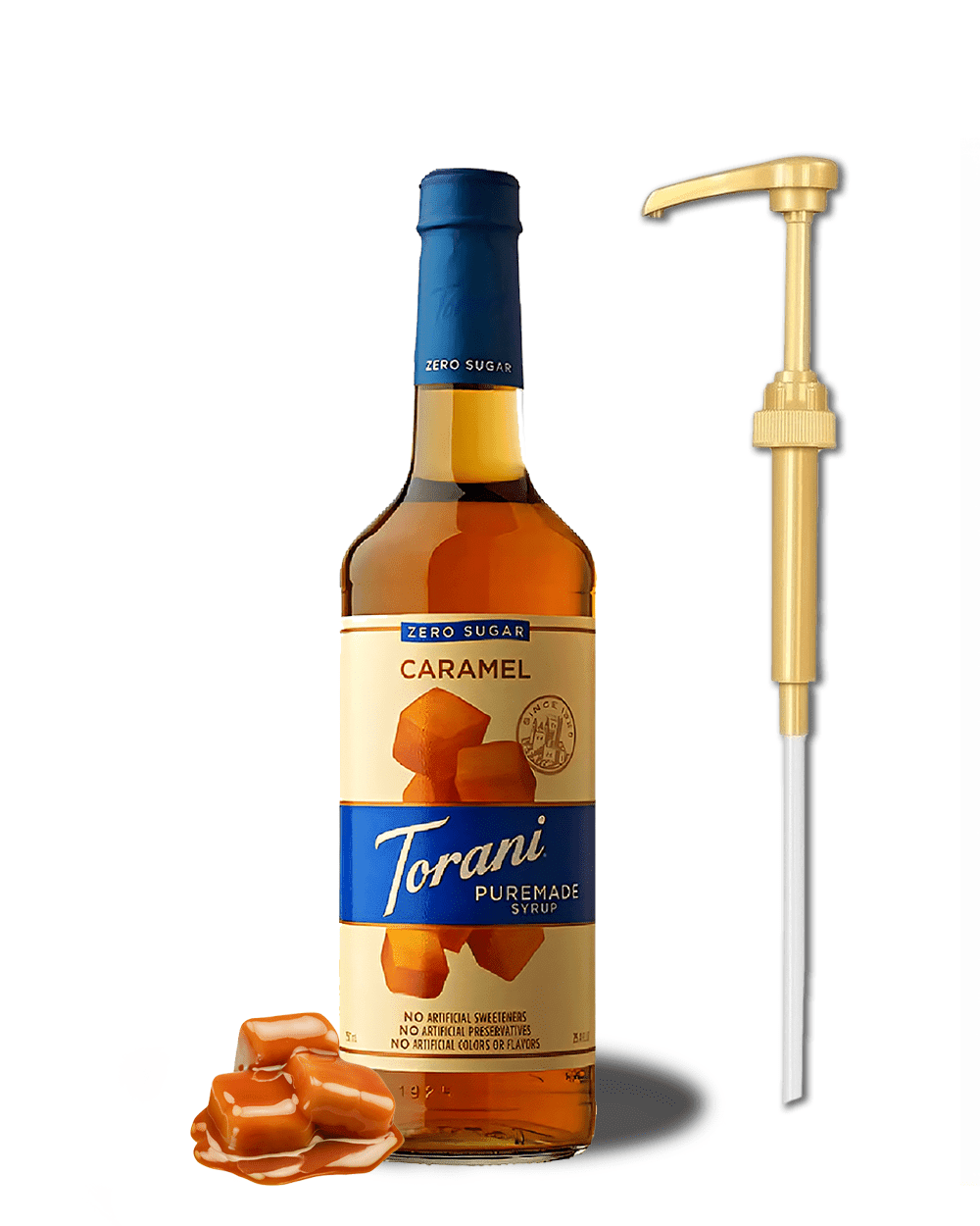 Torani Zero Sugar Caramel Syrup 750ml (25.4 fl oz) Bottle, Puremade ...