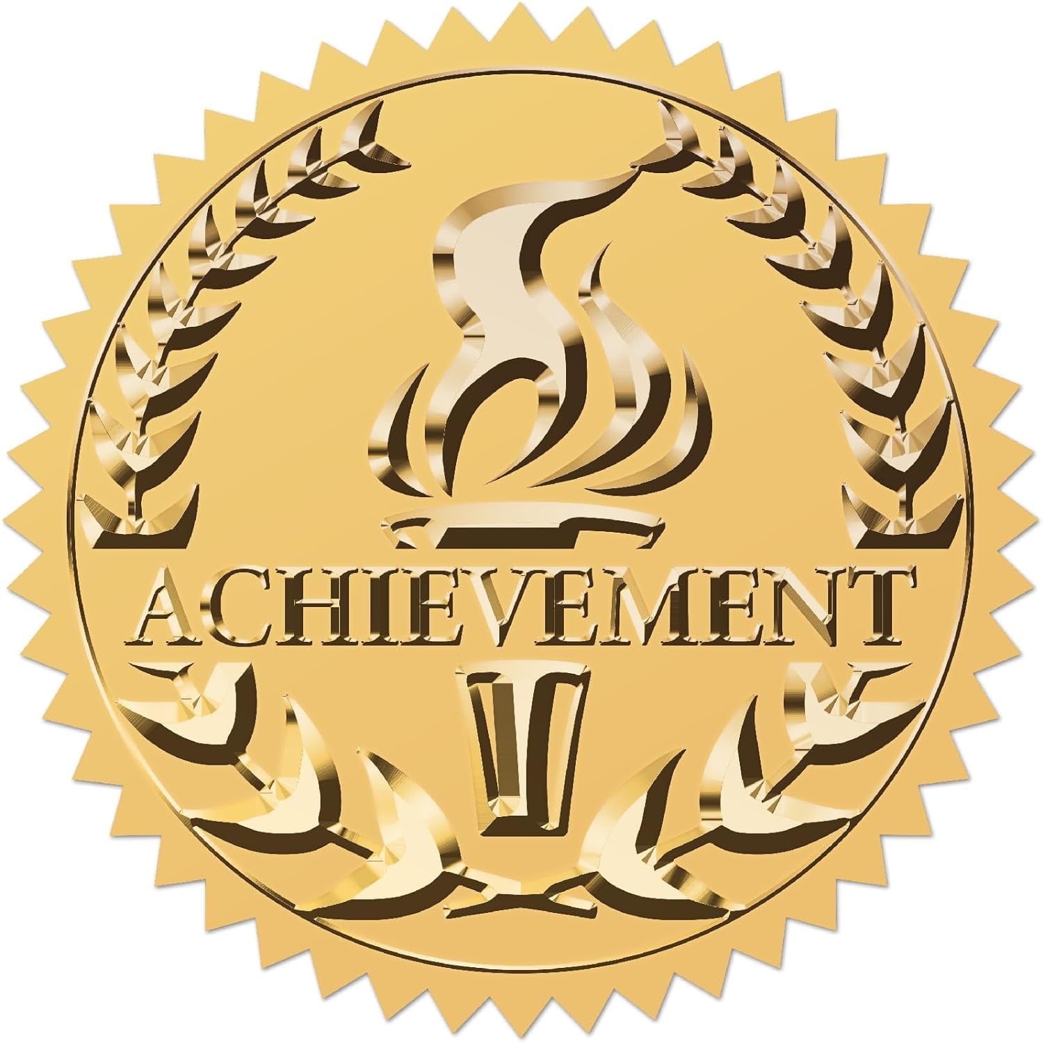 Torch Achievement Gold Foil Certificates Embossed Stickers 2" Self ...
