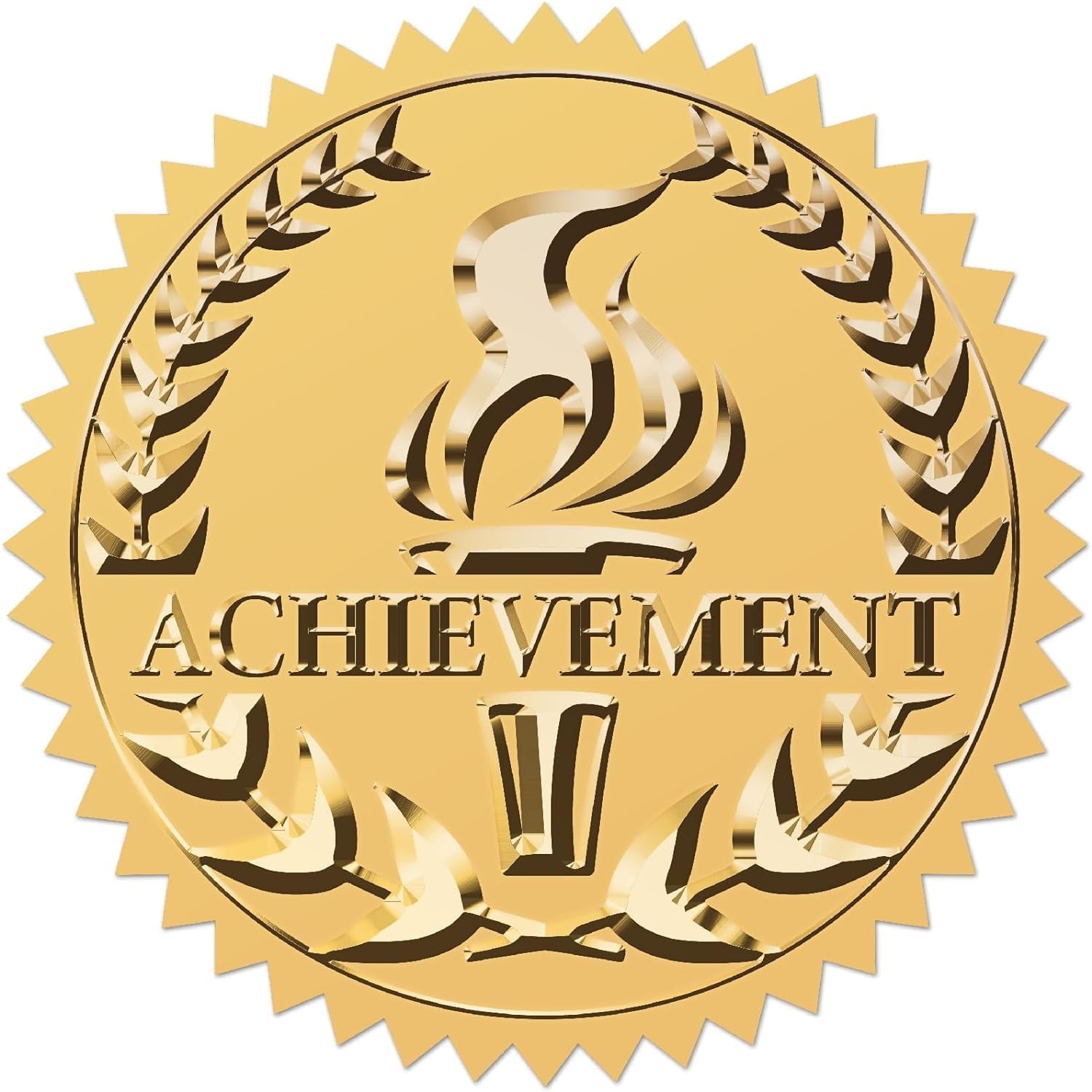 Torch Achievement Gold Foil Certificates Embossed Stickers 2" Self ...