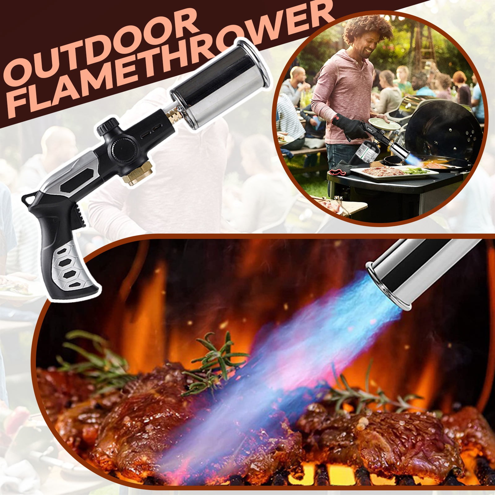 Torch Guns Adjustable Flame Thrower, One-Ignition Torch For Searing ...