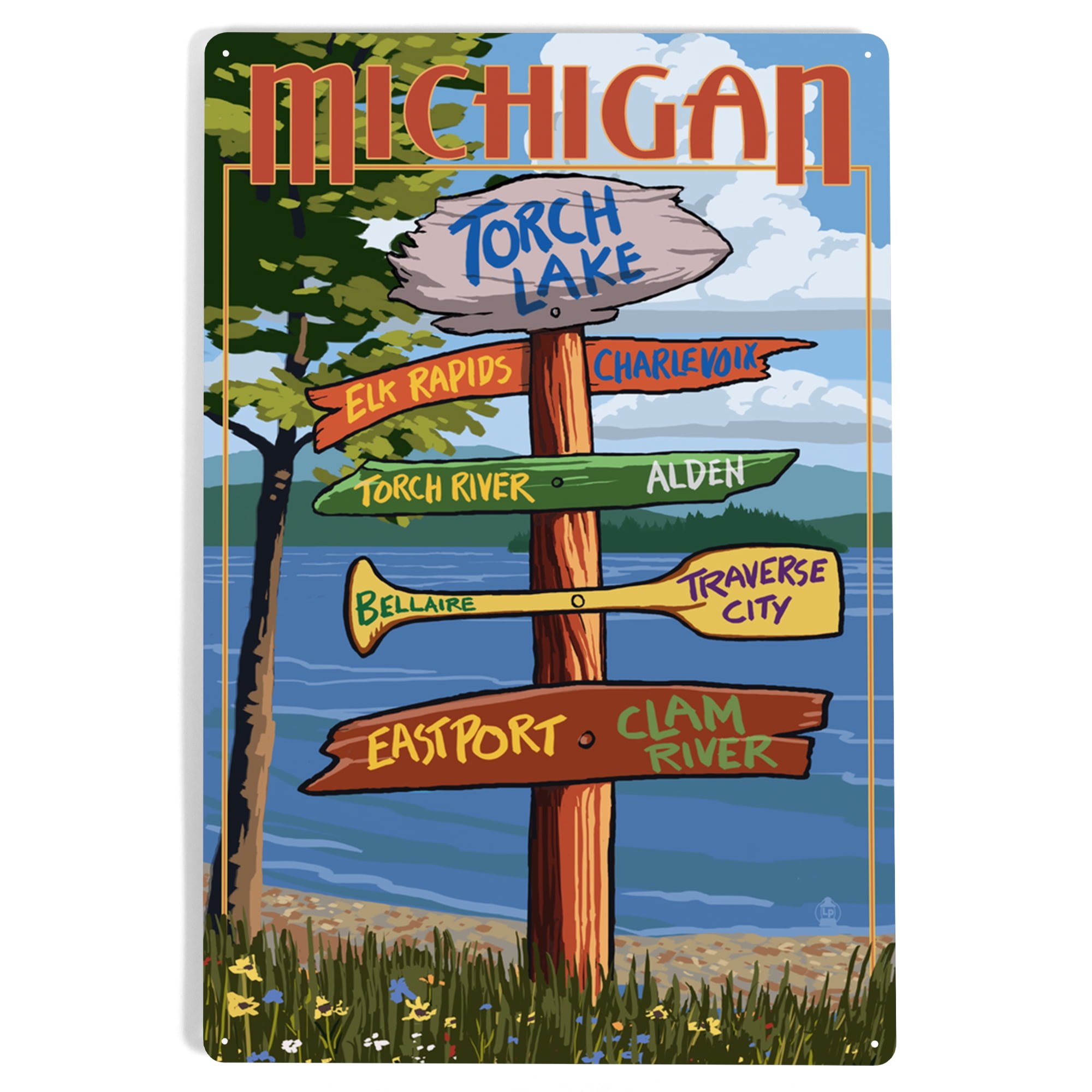 Torch Lake, Michigan, Destinations Sign (12x18 Aluminum Art, Indoor ...