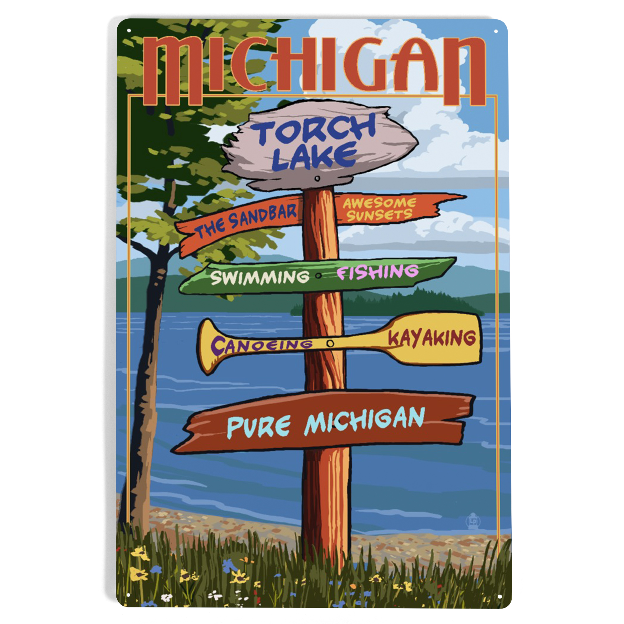 Torch Lake, Michigan, Pure Michigan, Sign Destinations (12x18 Aluminum ...