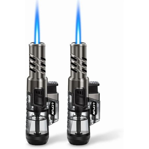 Torch Lighter 2 Pack Windproof Adjustable Single Jet Flame Butane ...