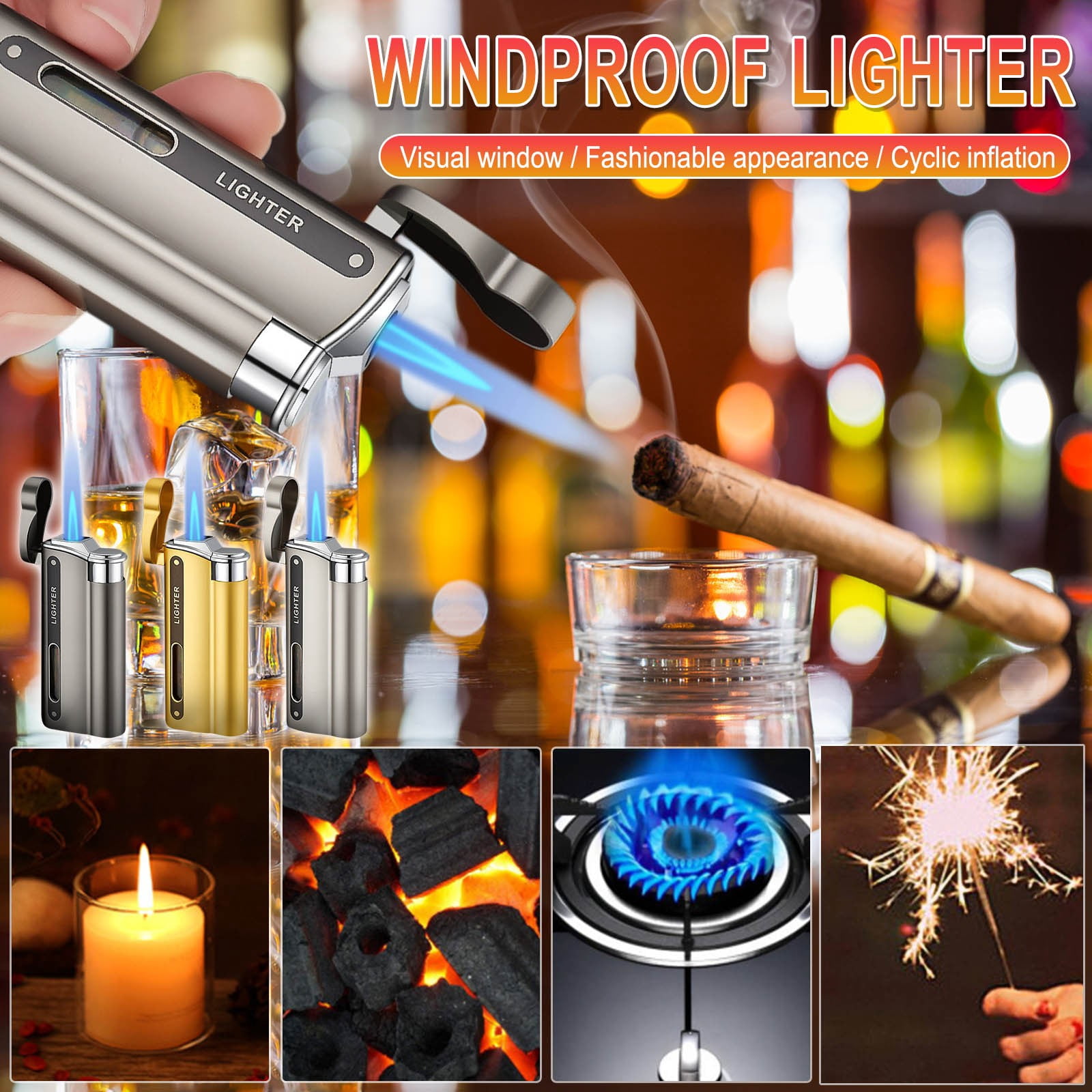Torch Lighter under $5! kkbbma Windproof Torch Lighter, Refillable Jet ...