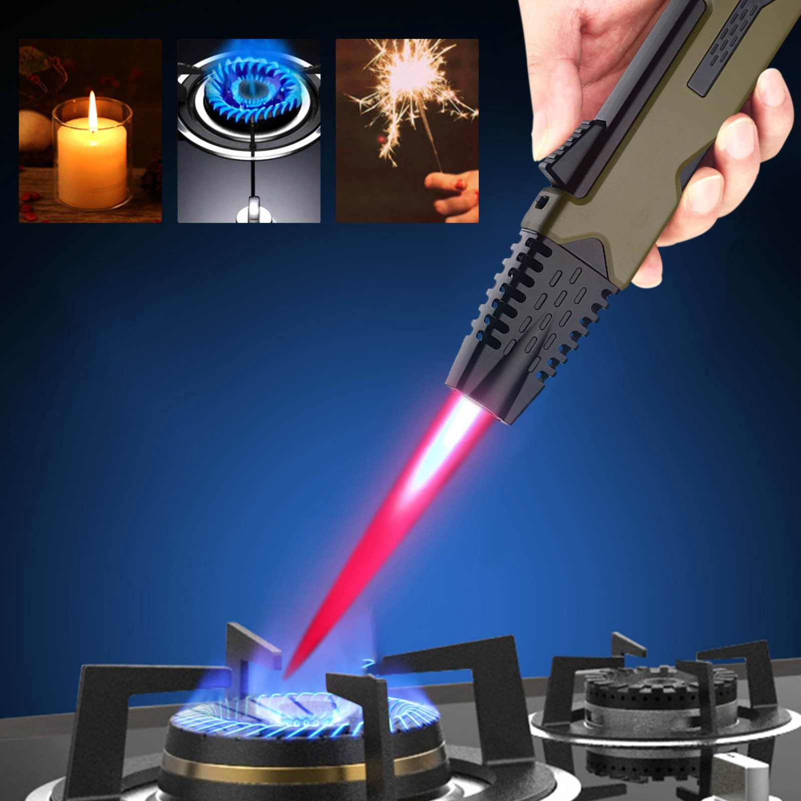 Torch Lighter, Bright Fire Lighter with Safety Lock, Red Flame ...