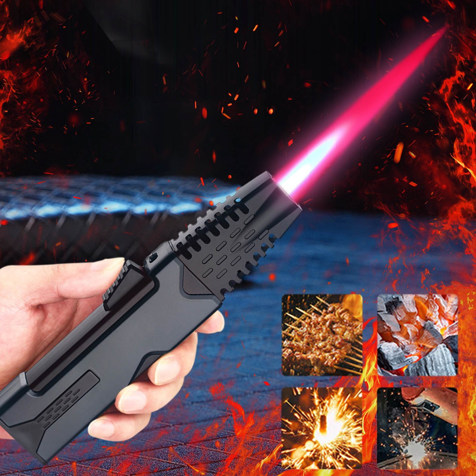 Torch Lighter, Bright Fire Lighter with Safety Lock, Red Flame ...