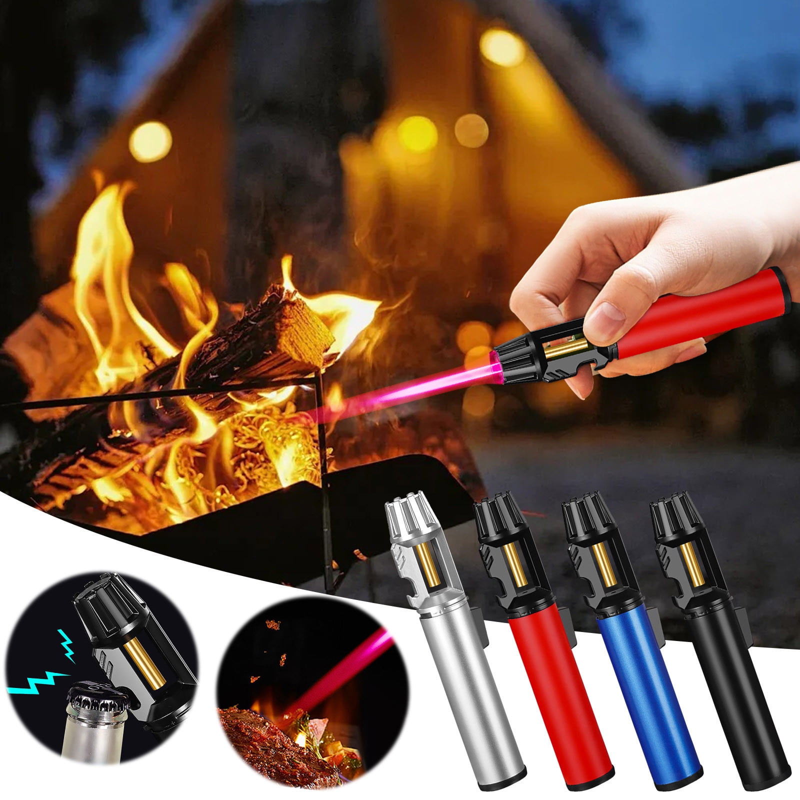 Torch Lighter, Bright Flame Lighter with Safety Lock, Adjustable Flame ...