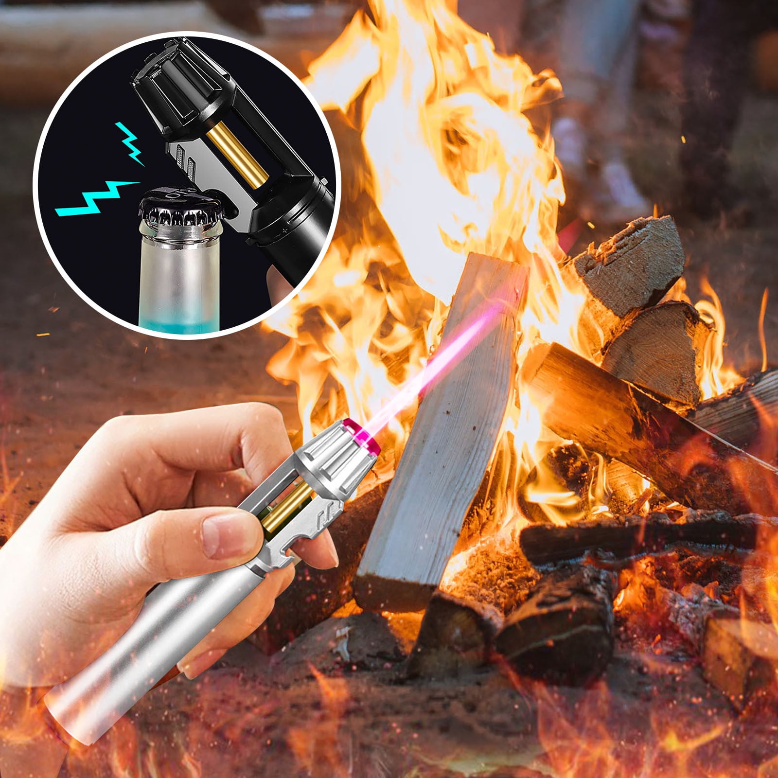 Torch Lighter, Bright Flame Lighter with Safety Lock, Adjustable Flame ...
