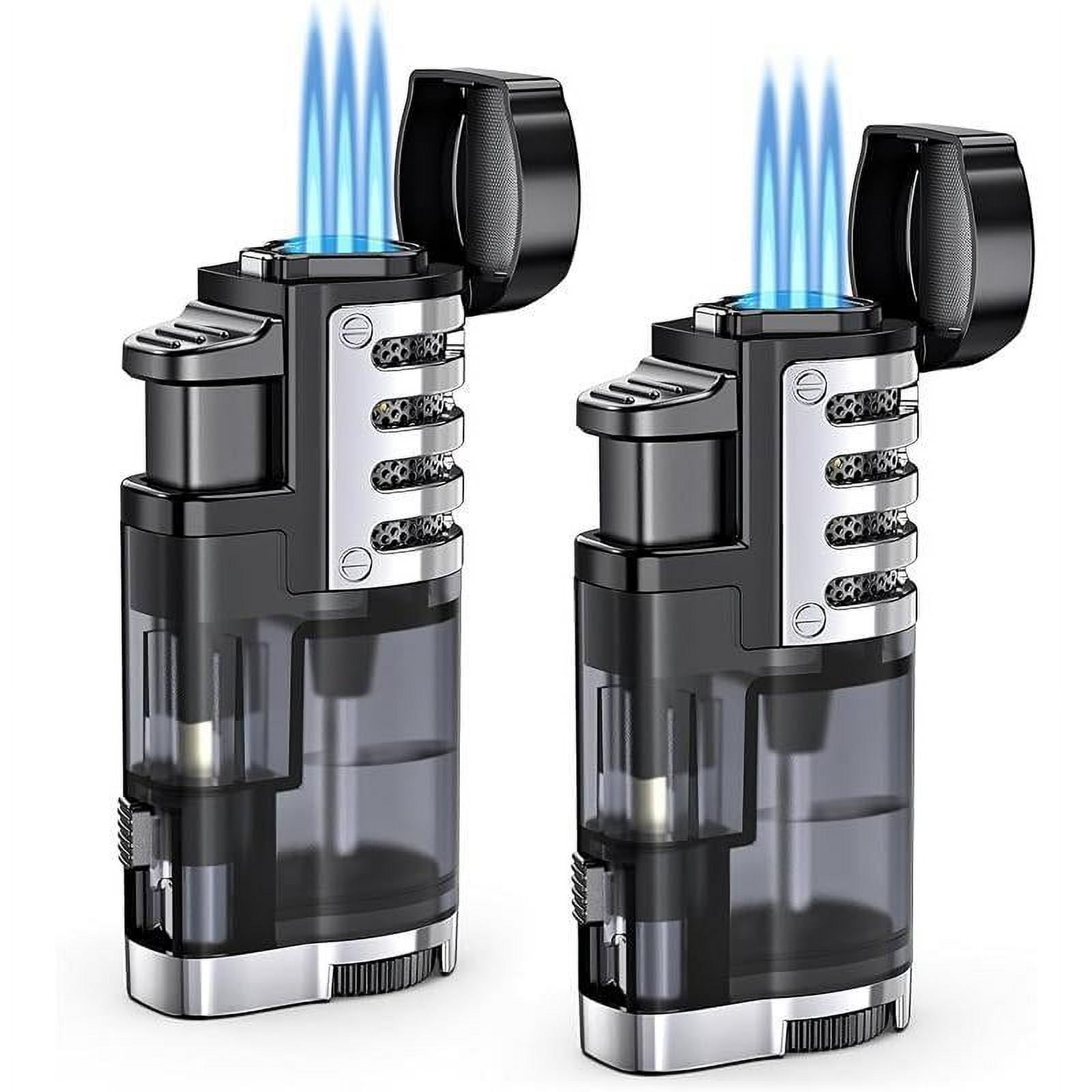 Torch Lighter Butane Refillable Triple Jet Flame Torch Lighters, Windproof Adjustable Flame ...