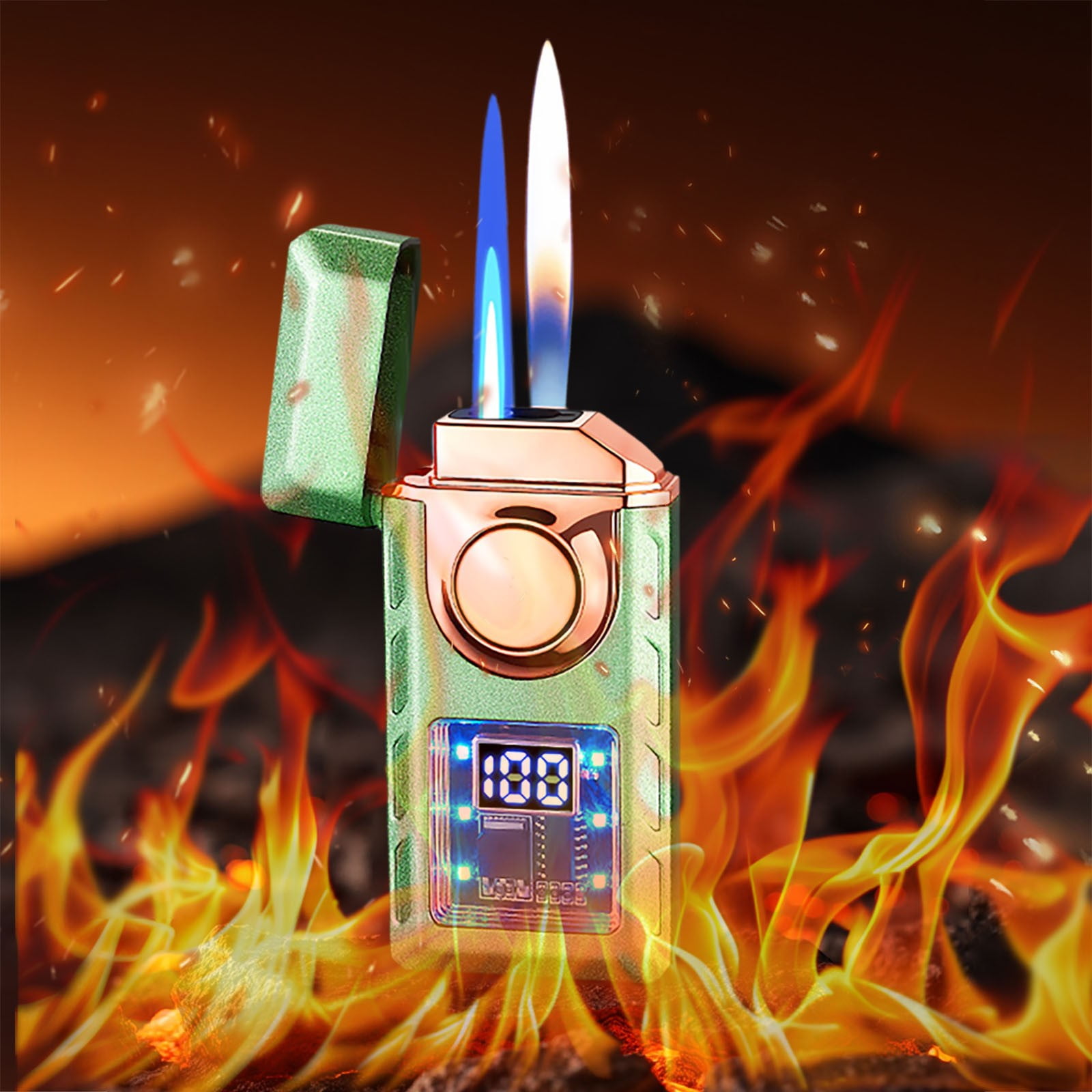 Torch Lighter, Cool Mecha Design Dual Flame Lighter, Refillable Butane ...