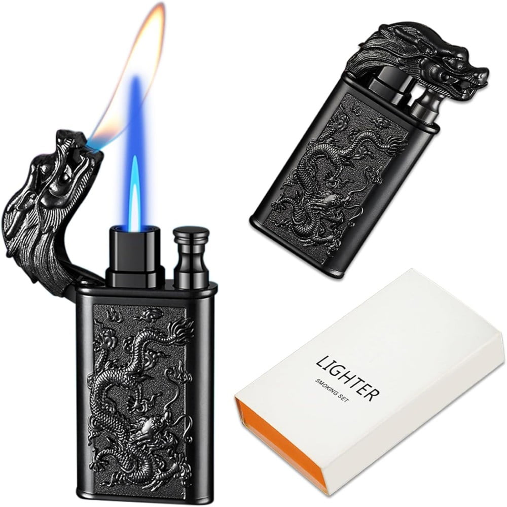 Torch Lighter Magic Dual Flame Dragon Lighter, Windproof Adjustable Jet ...