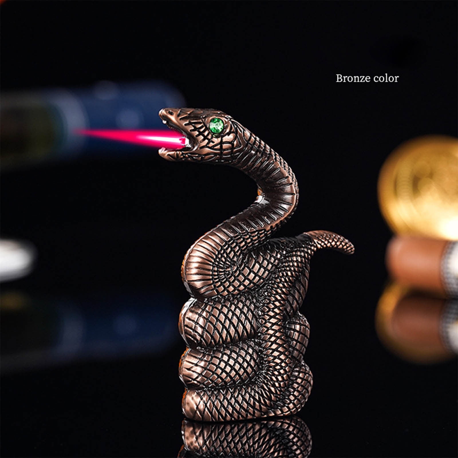 Torch Lighter, Relief Coiling Snake Design Jet Red Flame Lighter ...