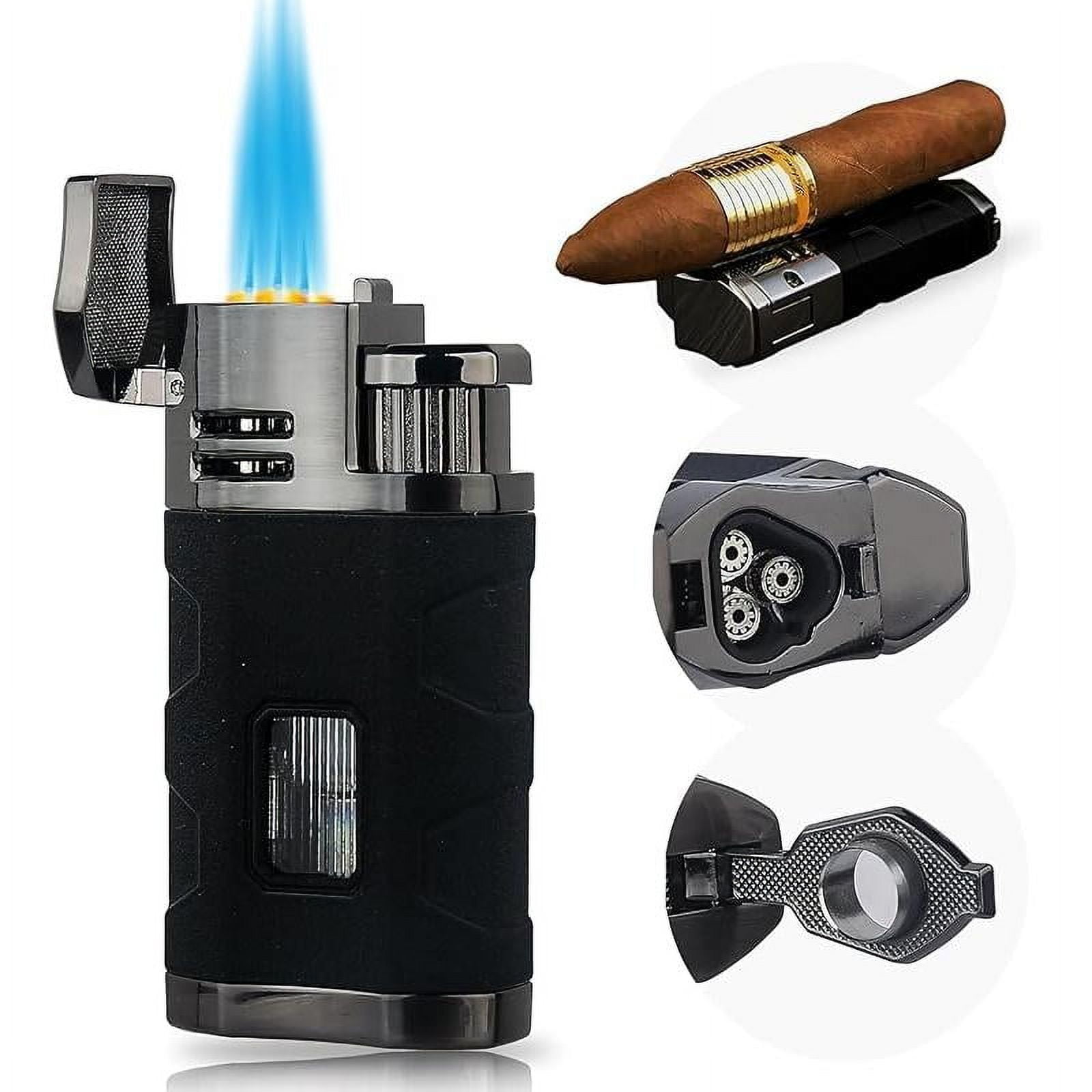 Torch Lighter Triple Jet Flame Refillable Butane Cigar Lighter ...