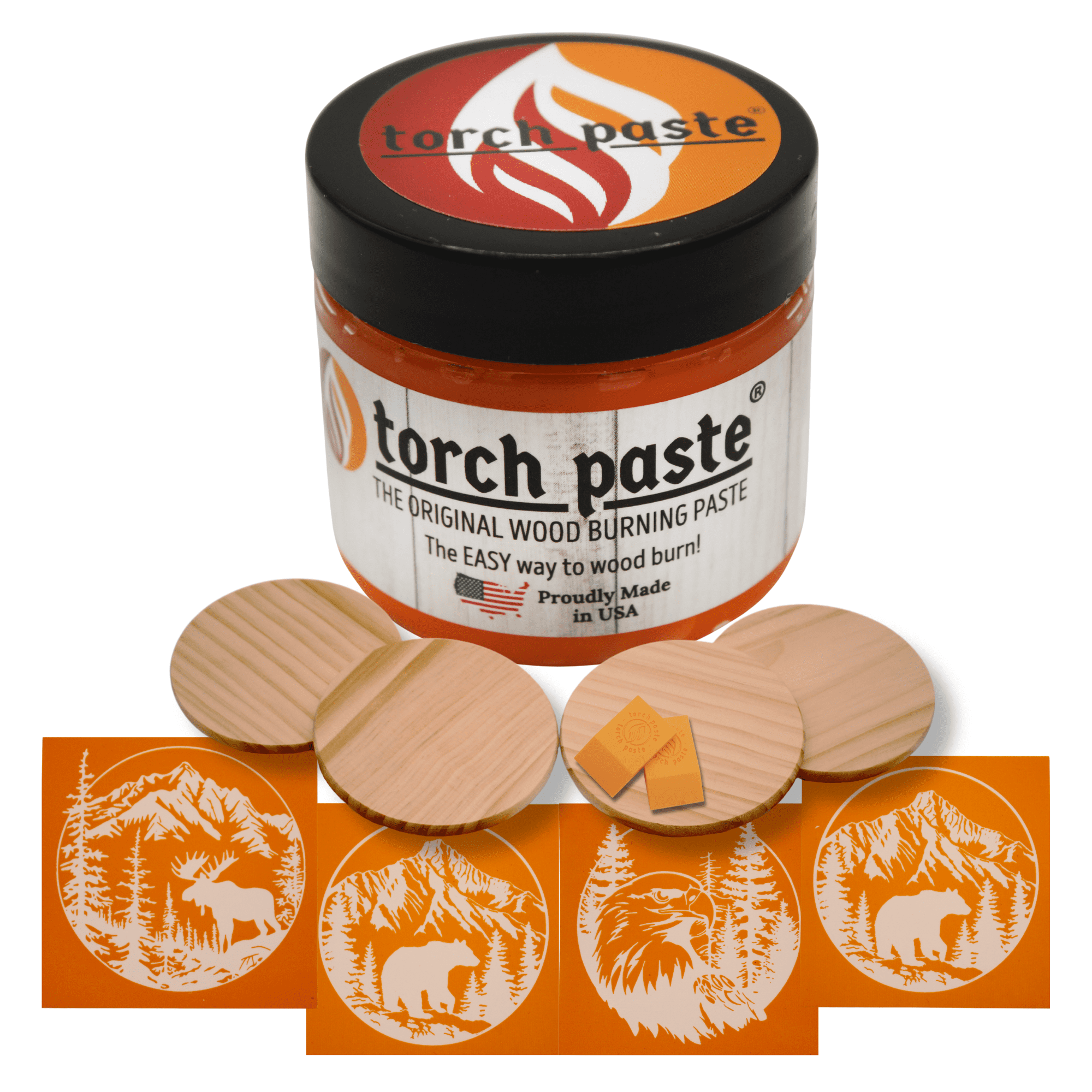 Torch Paste Woodland Adventure Coaster Kit | The Original Wood Burning Paste | 4 Reusable ...