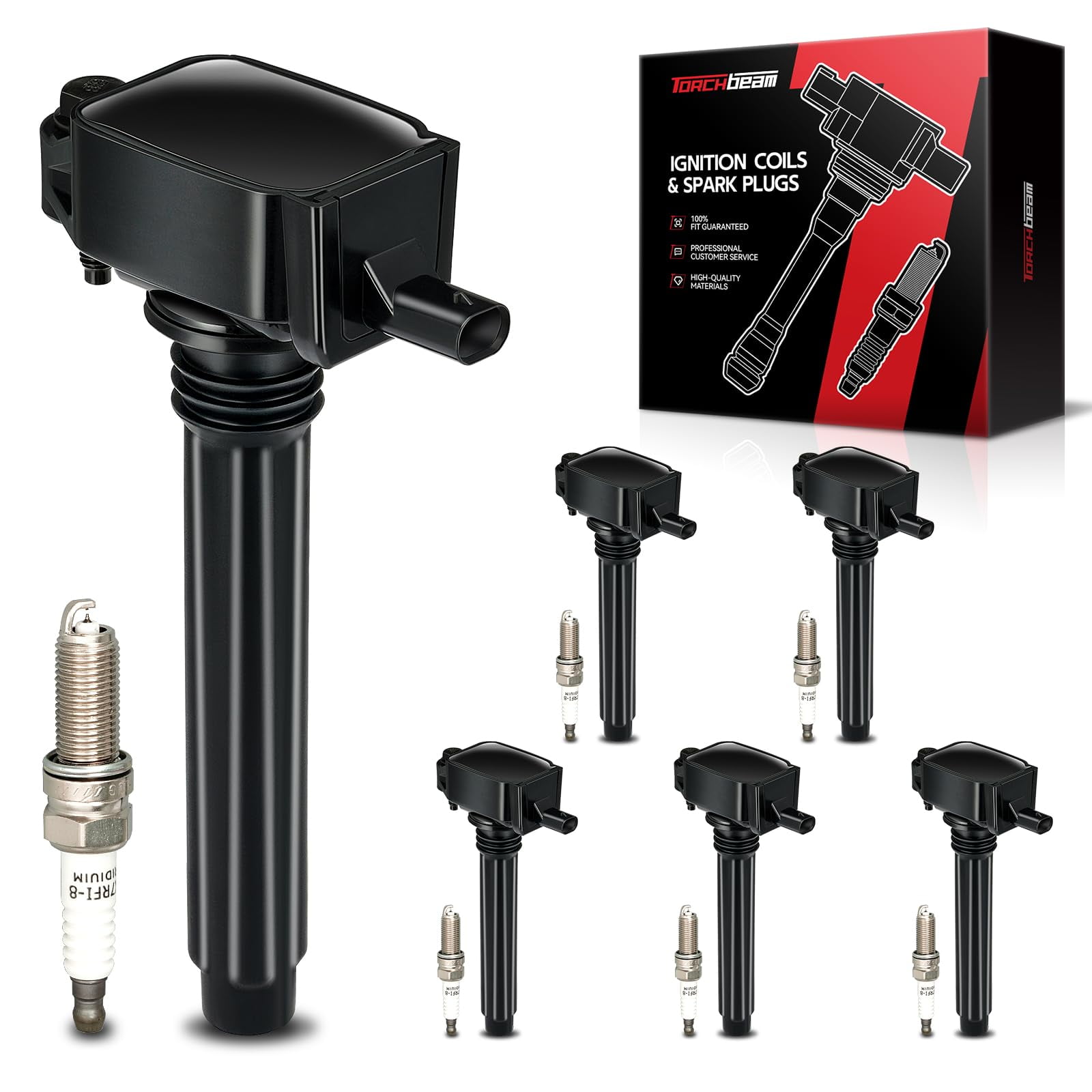 Torchbeam Set of 6 UF648 Ignition Coils Packs and Double Iridium Spark ...