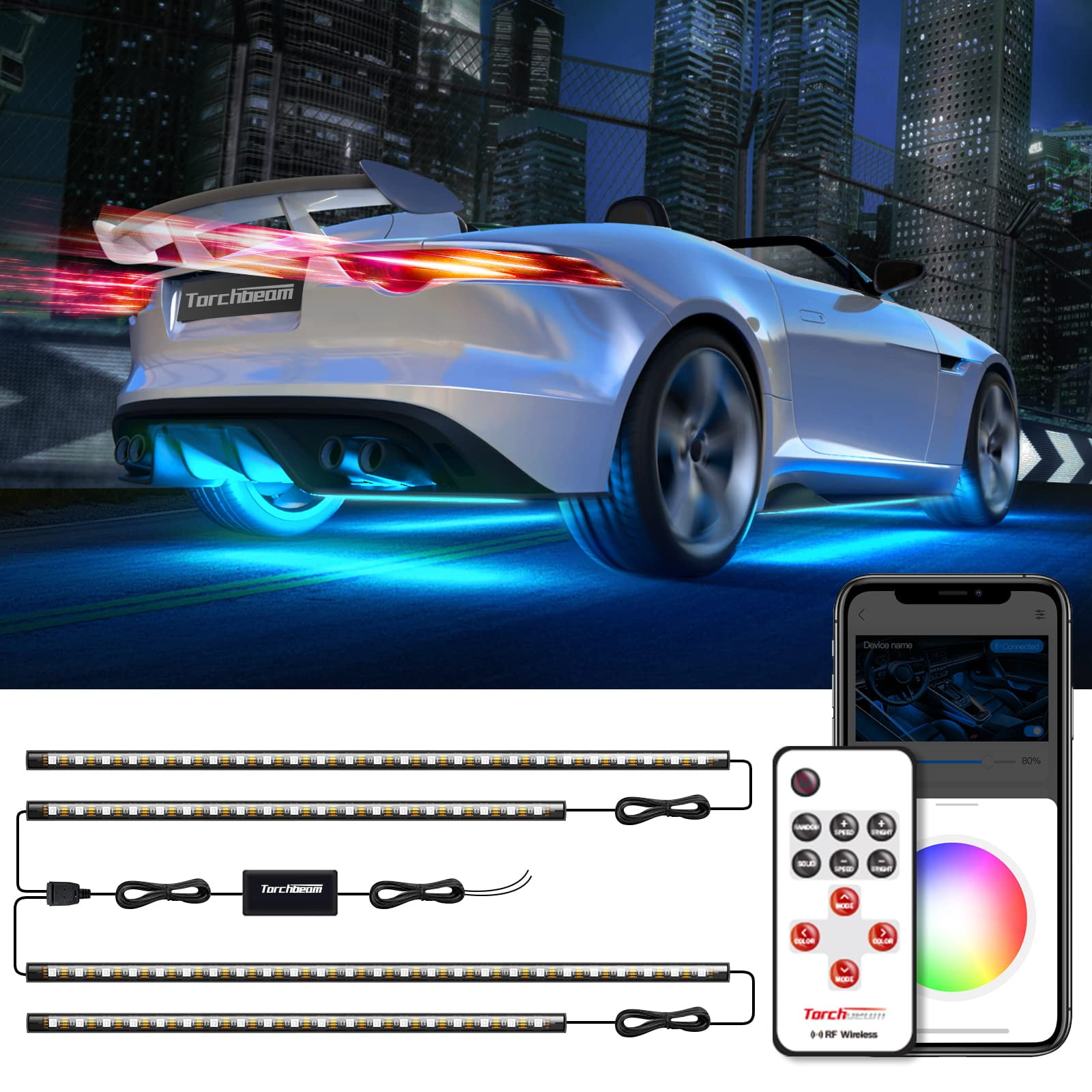 Torchbeam Underglow Kit for Car, App and Remote Dual Control Exterior ...