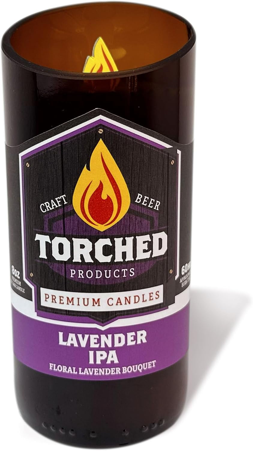 Torched Beer Scented Soy Wax Candles Lavender IPA Scent 8 OZ Jar Brown ...