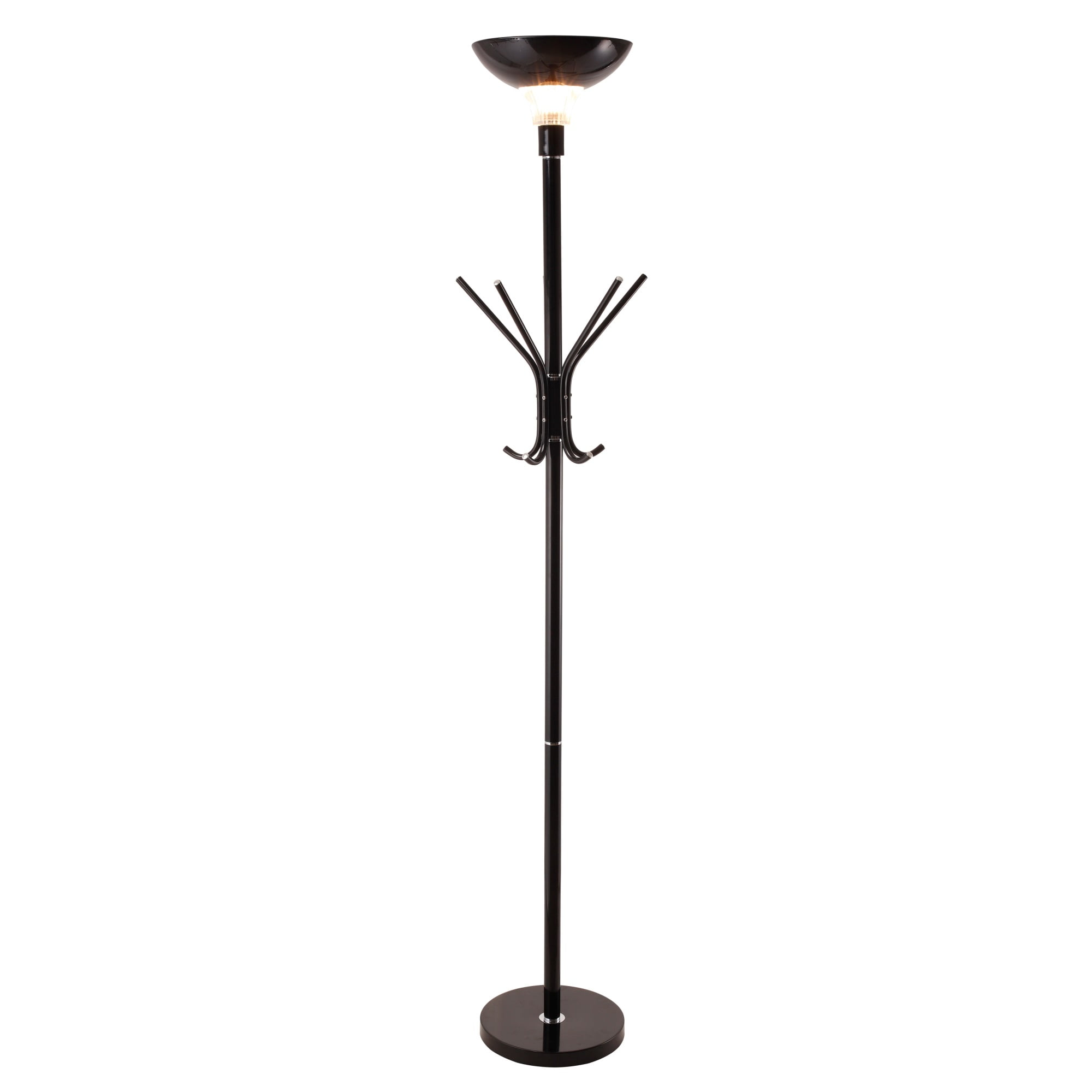 Torchiere 72 Inch Floor Lamp with Rotating Coat Rack Black - Walmart.com