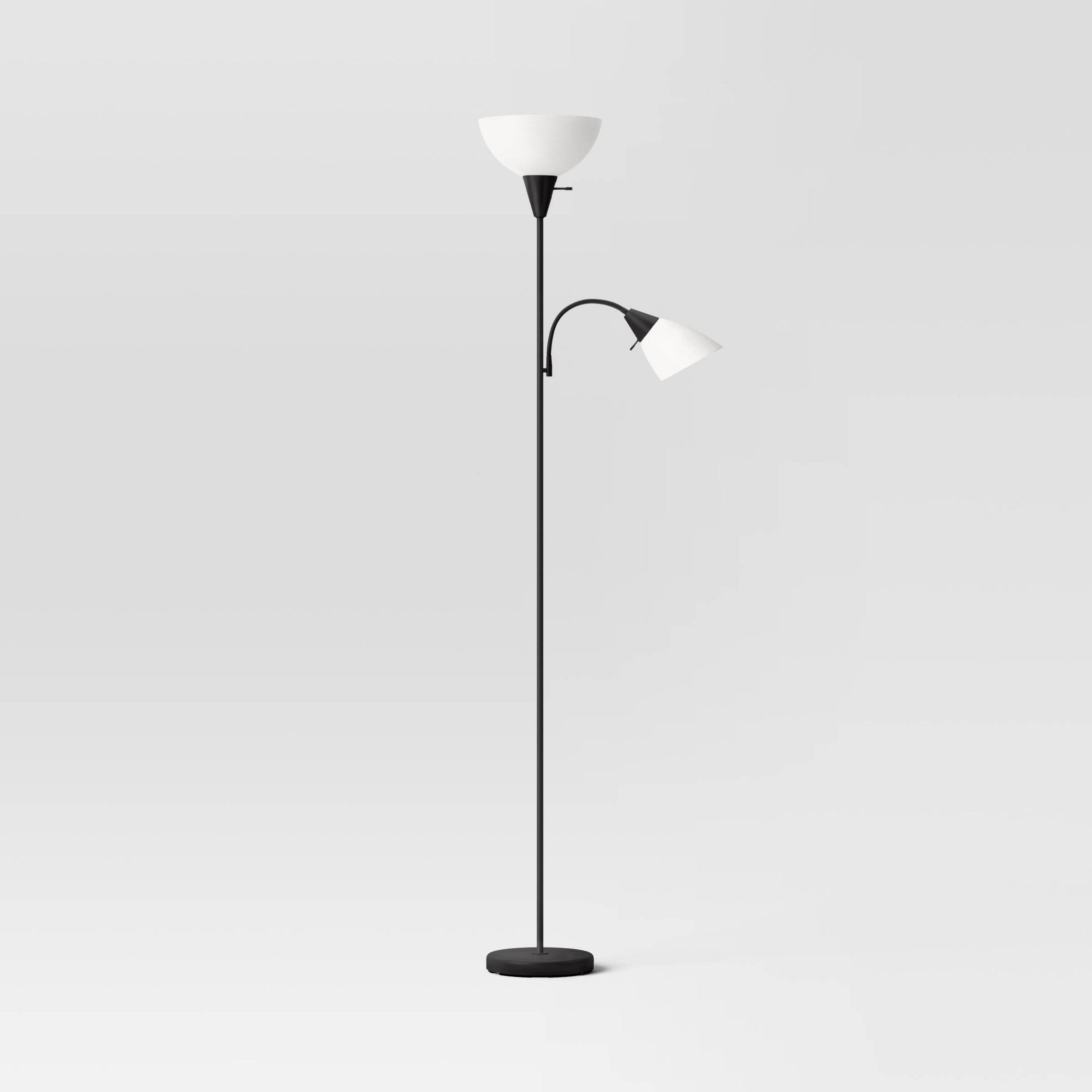 Torchiere with Task Light Floor Lamp Black (Includes LED Light Bulb ...