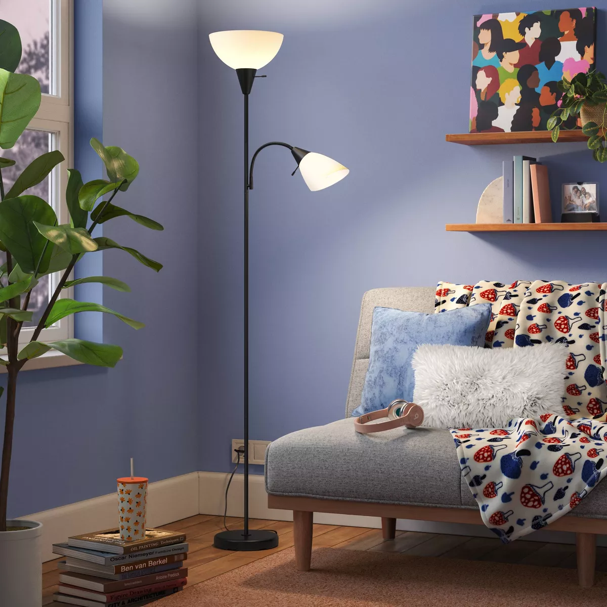 Torchiere with Task Light Floor Lamp - Walmart.com