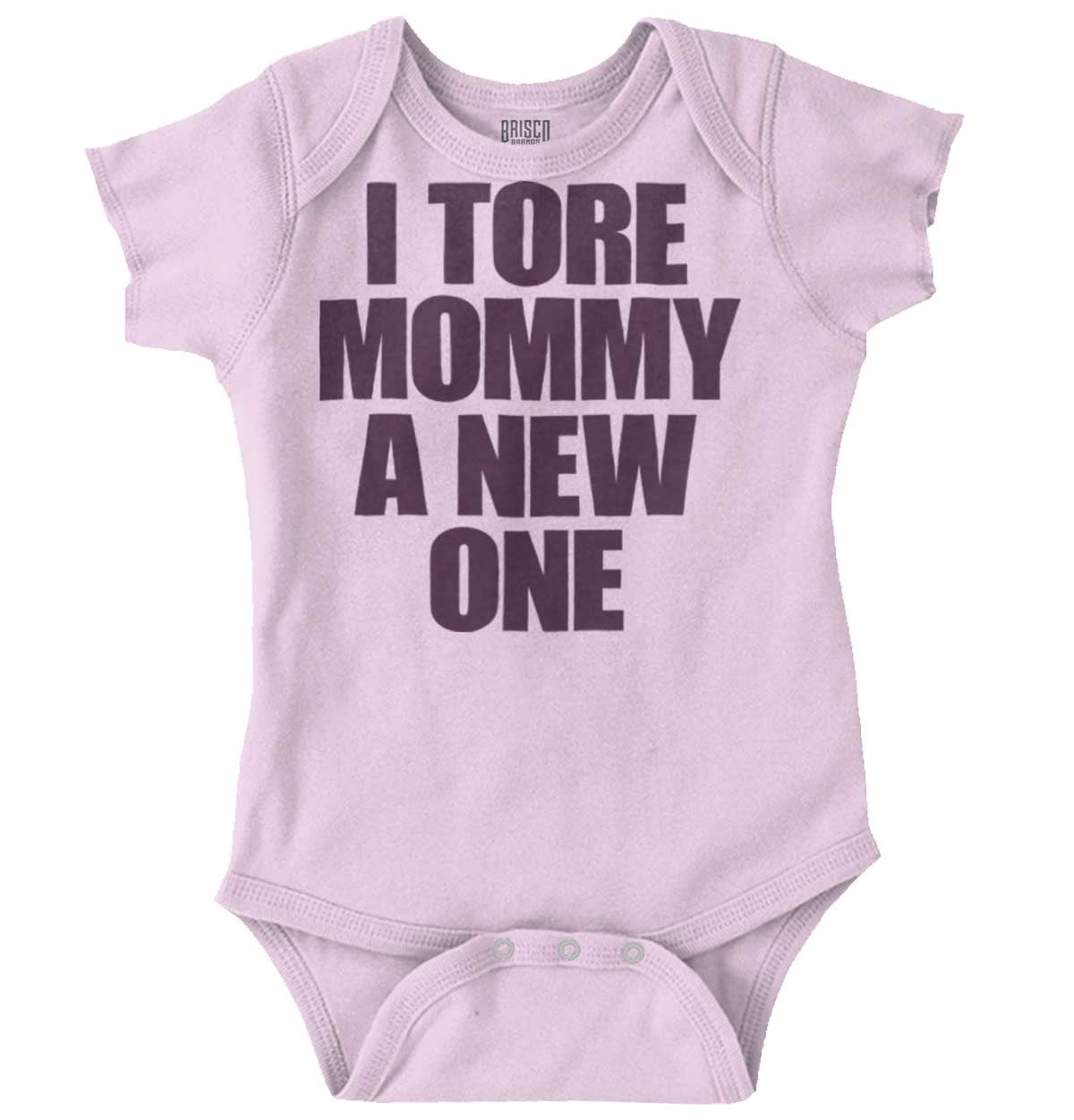 Tore Mommy A New One Funny Humor Newborn Baby Boy Girl Romper Brisco ...