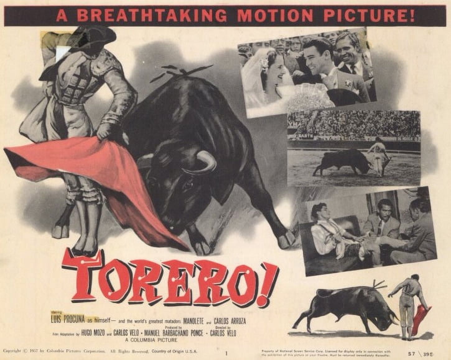 Torero! - movie POSTER (Style A) (11" x 14") (1957) - Walmart.com