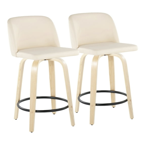 Toriano 24" Contemporary Fixed Height Counter Stool with Swivel in Wood ...