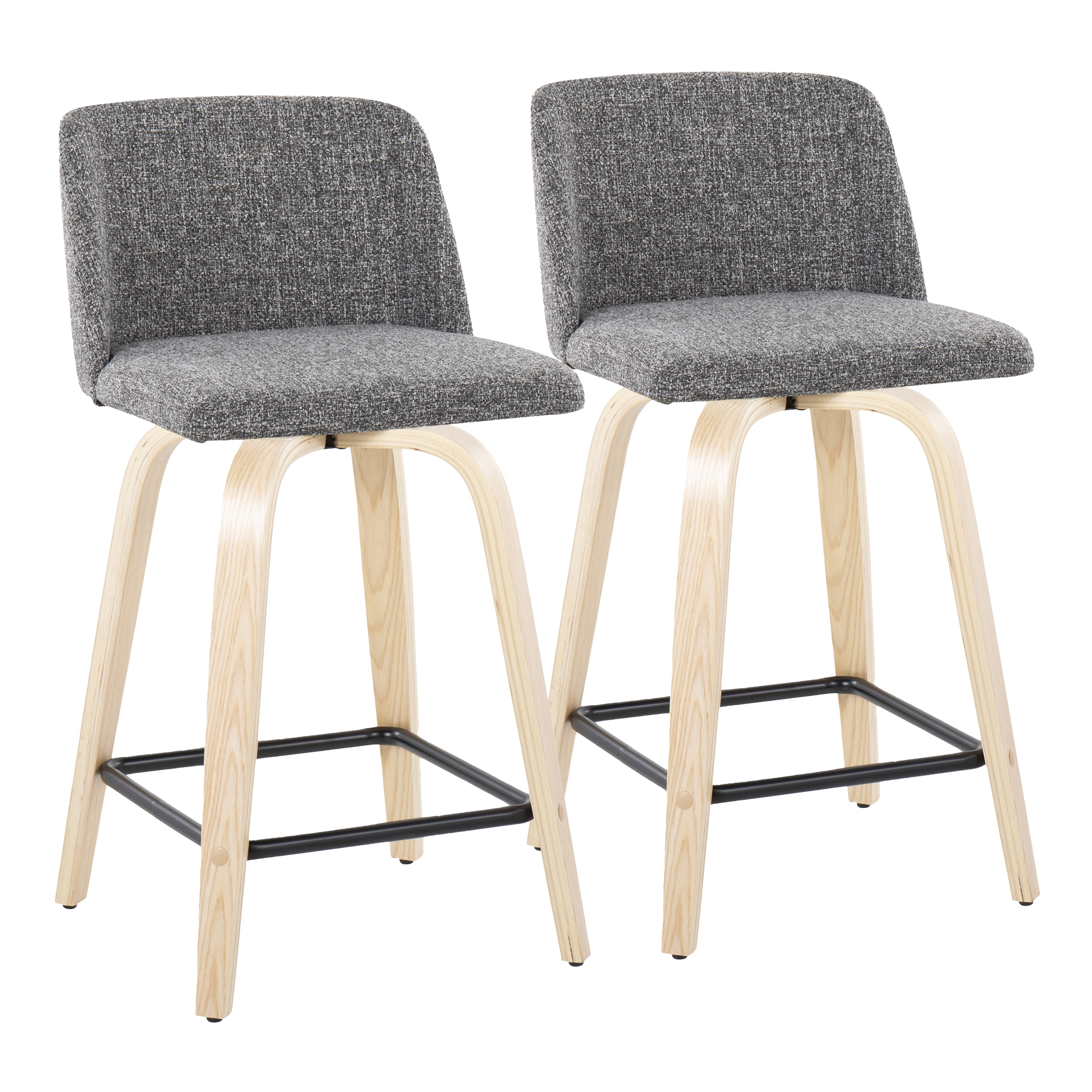 Toriano 24" Contemporary Fixed Height Counter Stool with Swivel in Grey ...