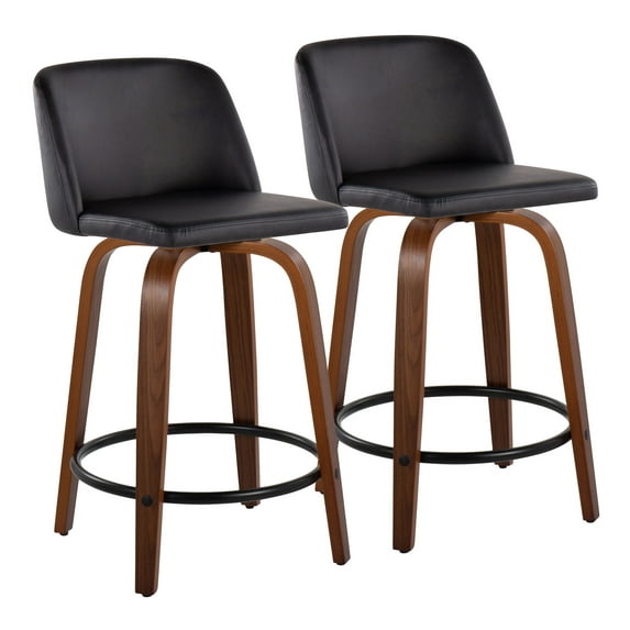 Toriano 24" Mid-Century Modern Fixed-Height Counter Stool with Swivel ...