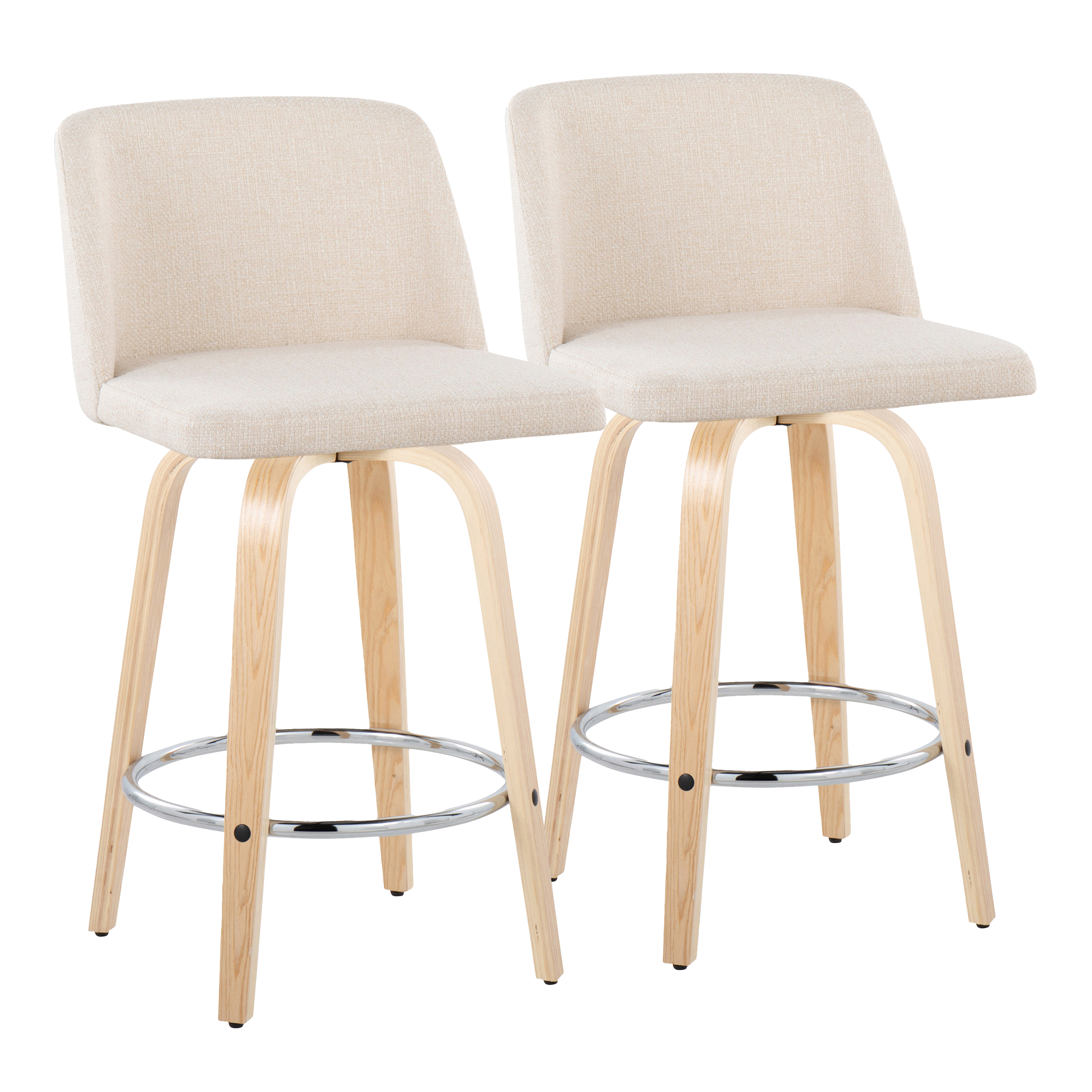 Toriano 26" Contemporary Fixed Height Counter Stool with Swivel in Wood ...