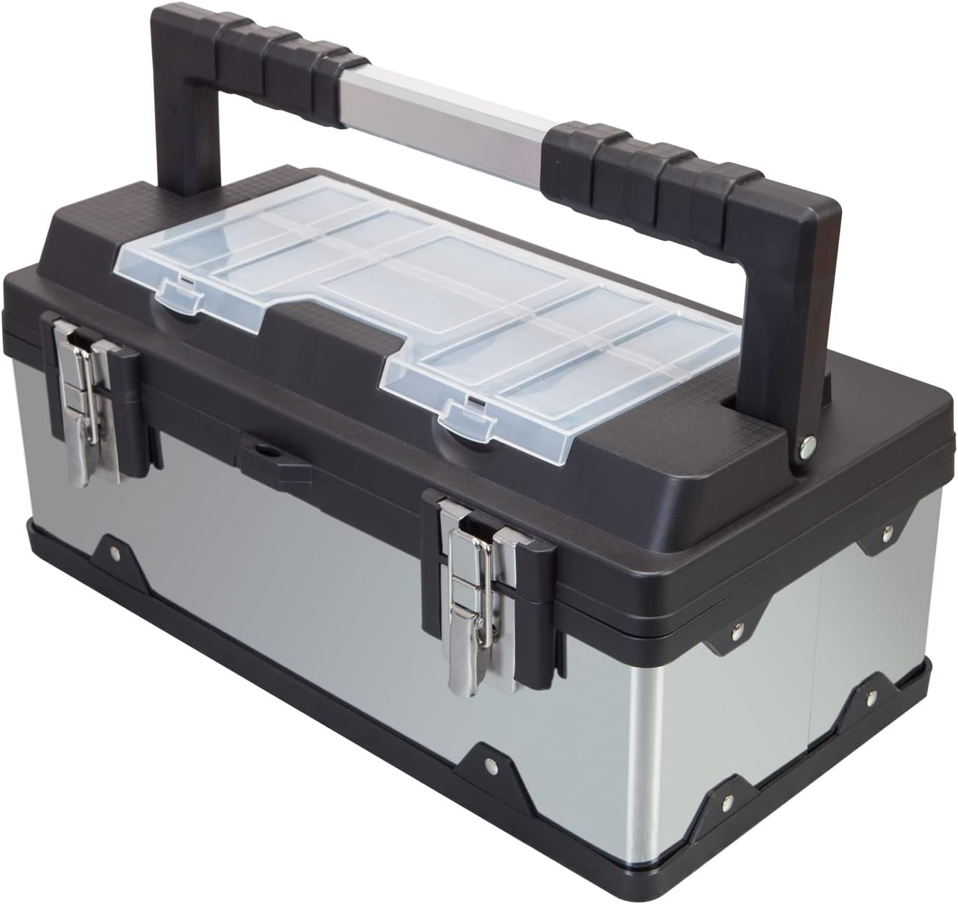 Torin 19" Stainless Steel&Plastic Tool Box Portable Storage Organizer ...