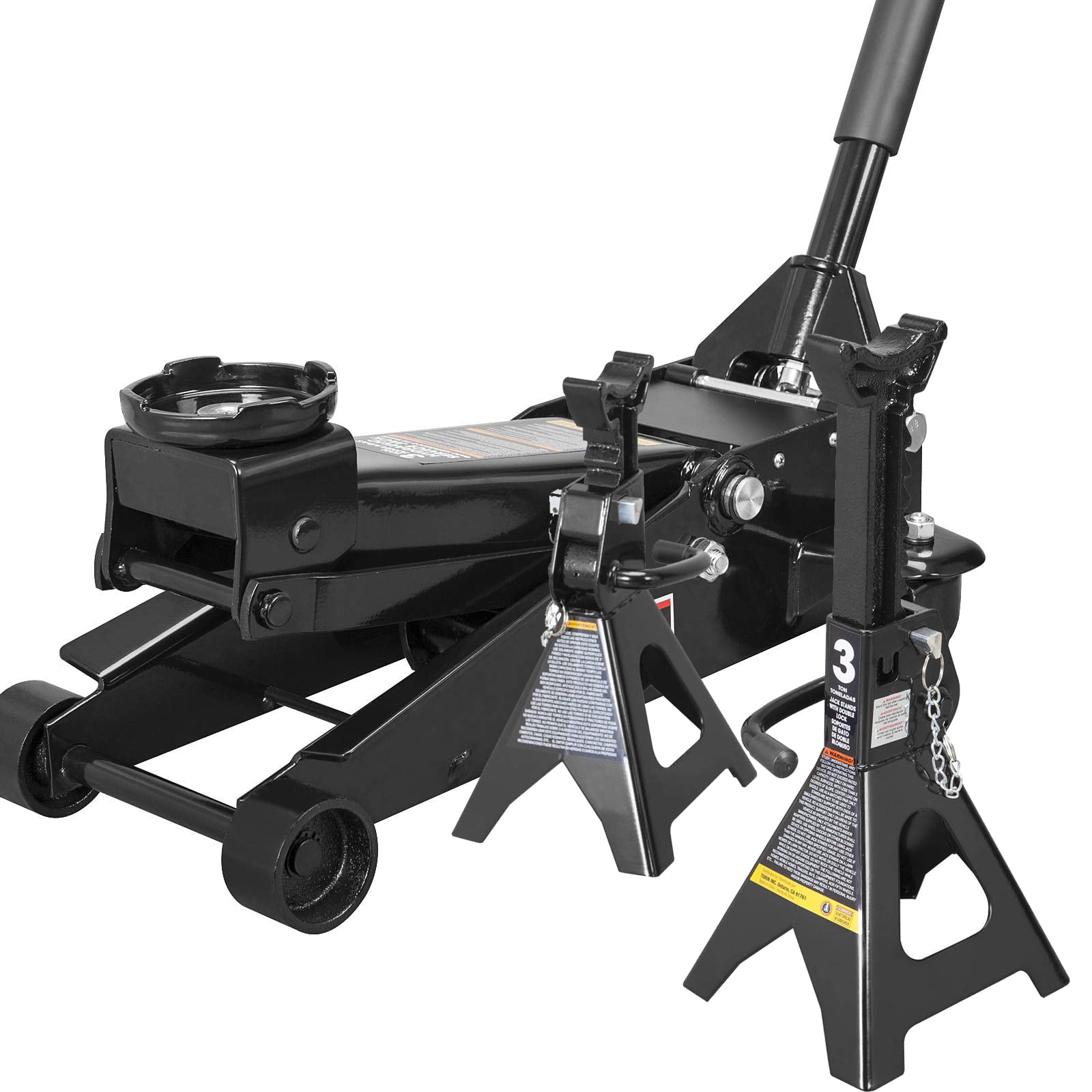 Torin 3 Ton Floor Jack Heavy Duty and 3 Ton Jack Stand with Double ...