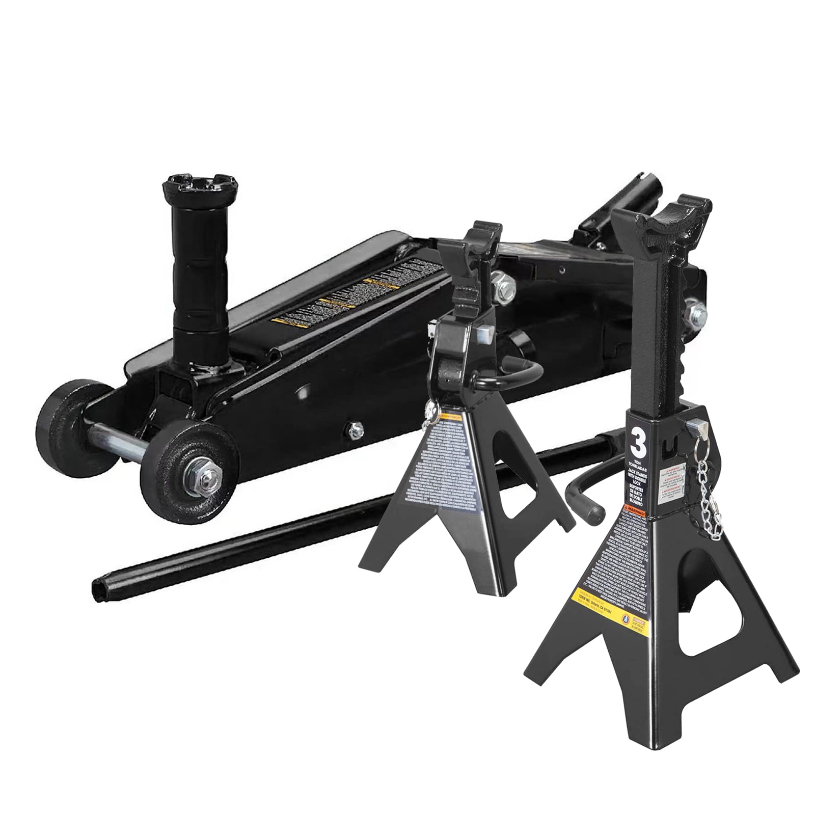 Torin 3 Ton Floor Jack and 3 Ton Jack Stand with Double Locking Combo ...