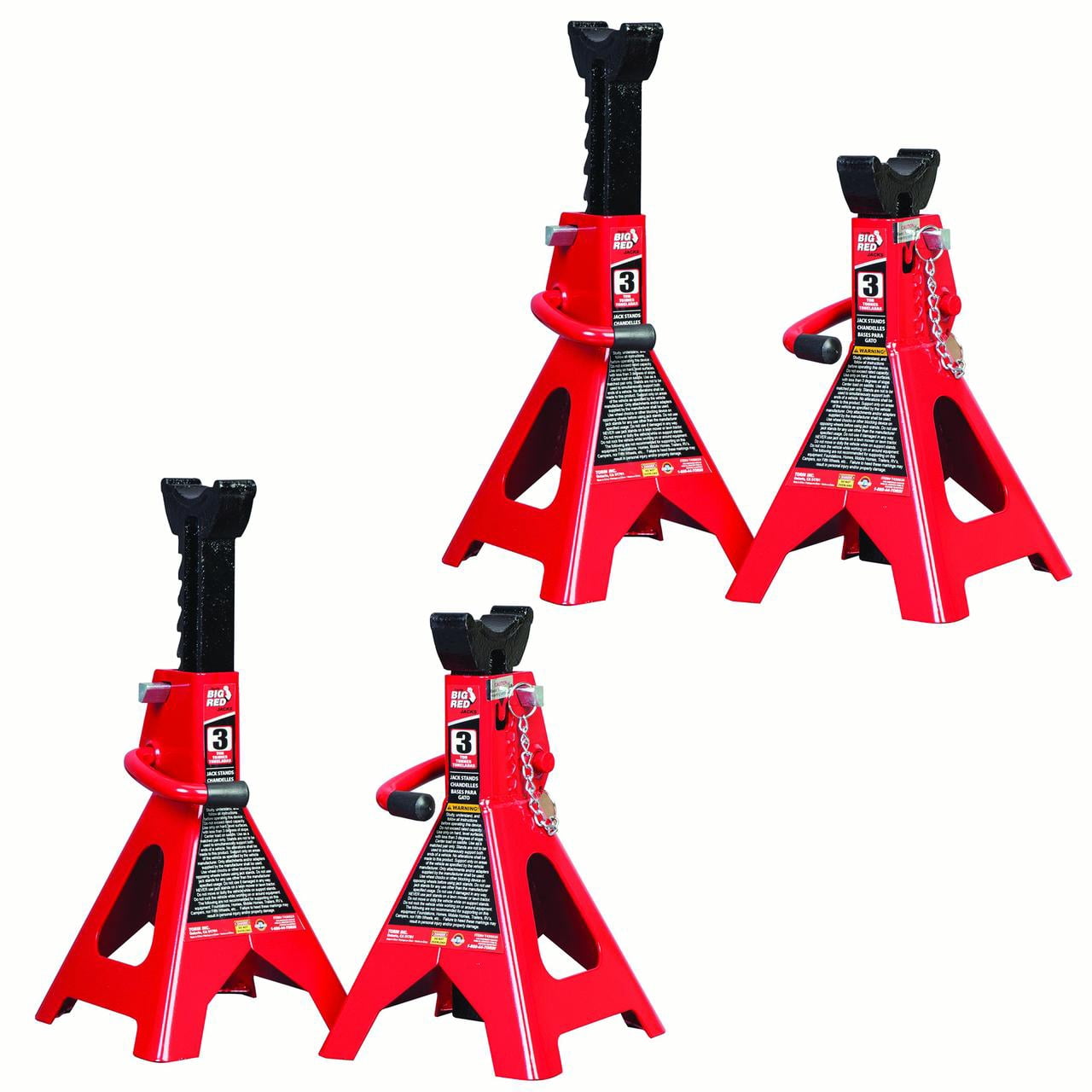 Torin Big Red 3 Ton Capacity Double Locking Steel Jack Stands, 1 Pair ...
