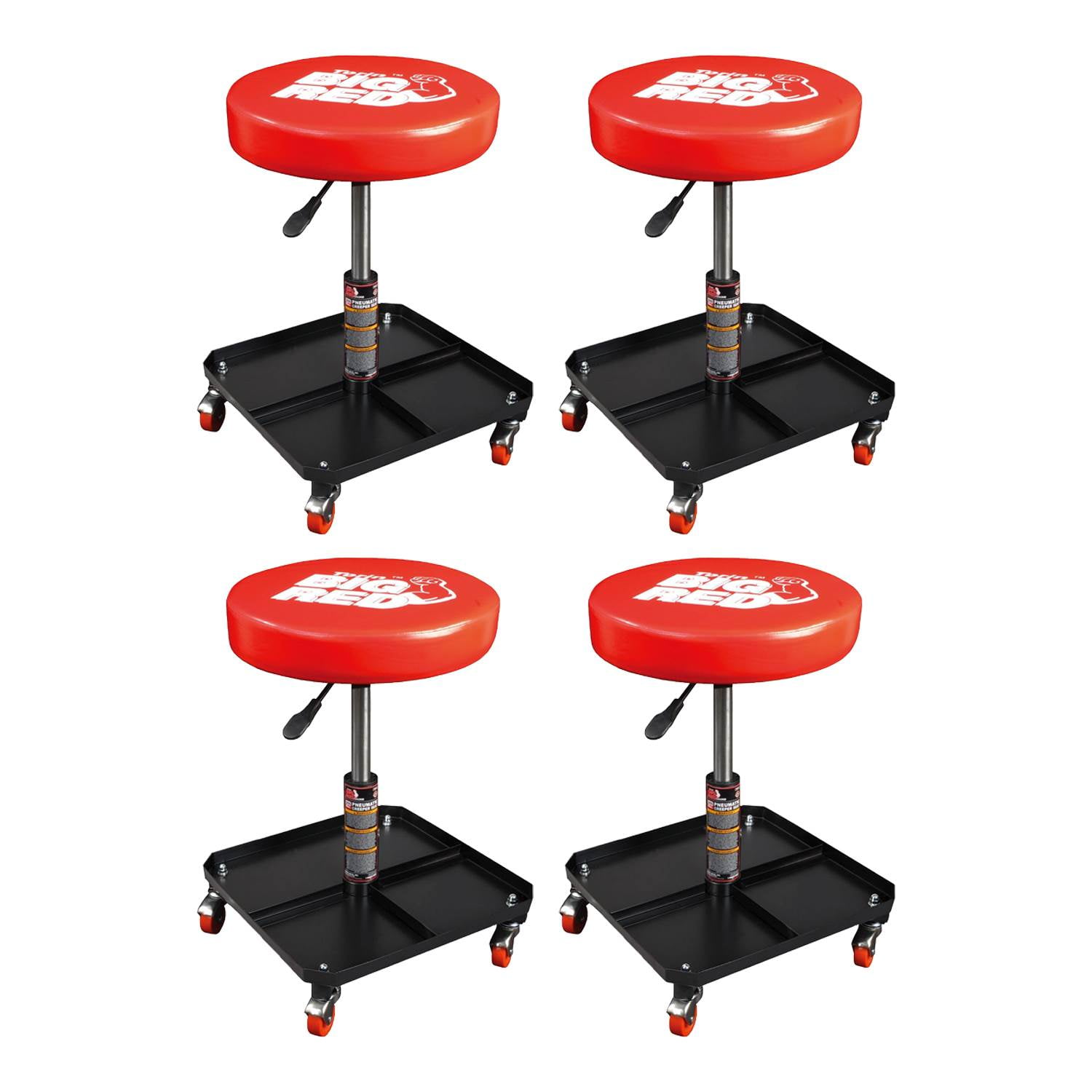 Torin Red Rolling Pneumatic Creeper Adjustable Garage Mechanic Stool (4 ...
