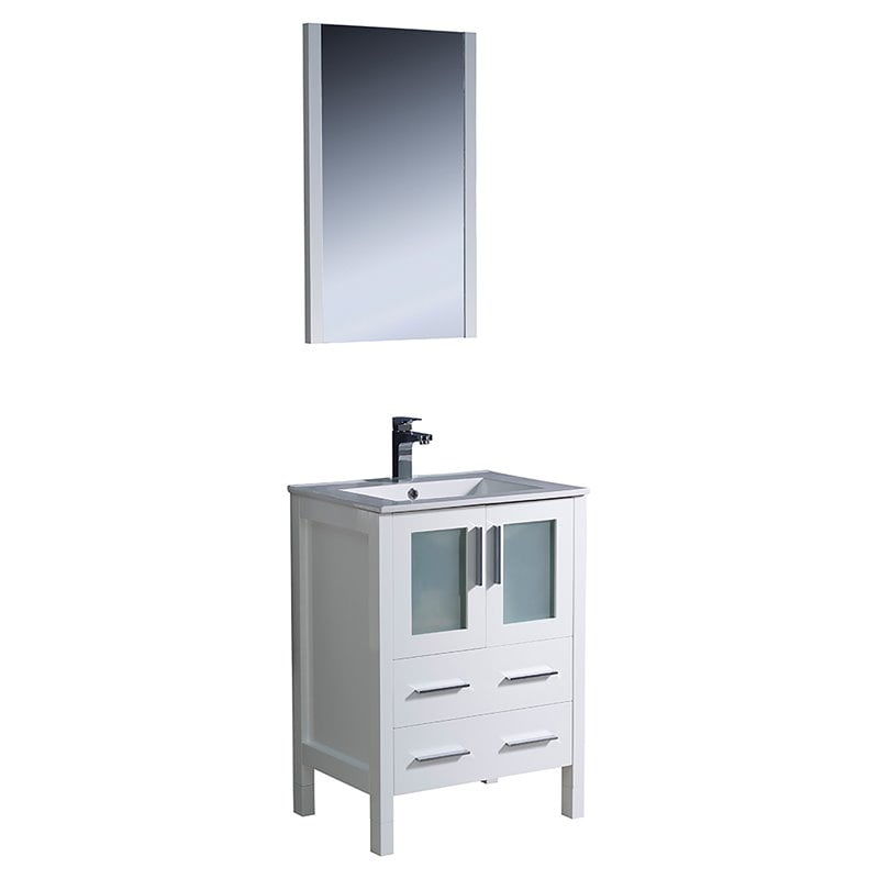 Torino 24"White Bathroom Vanity & Integrated Sink - Walmart.com