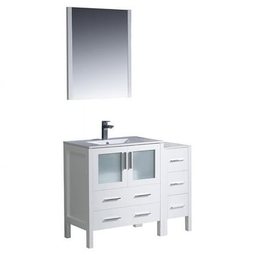 Torino 36"Gray Oak Bathroom Vanity & Side Cabinet / Integrated Sinks ...