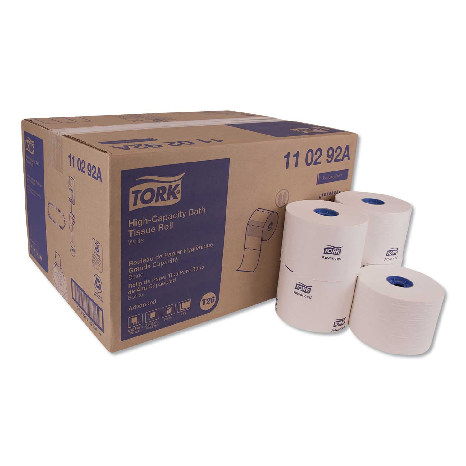 Tork 2 Ply White Septic Safe Advanced High Capacity Bath Tissue - 1000 sheets per roll -- 36 ...