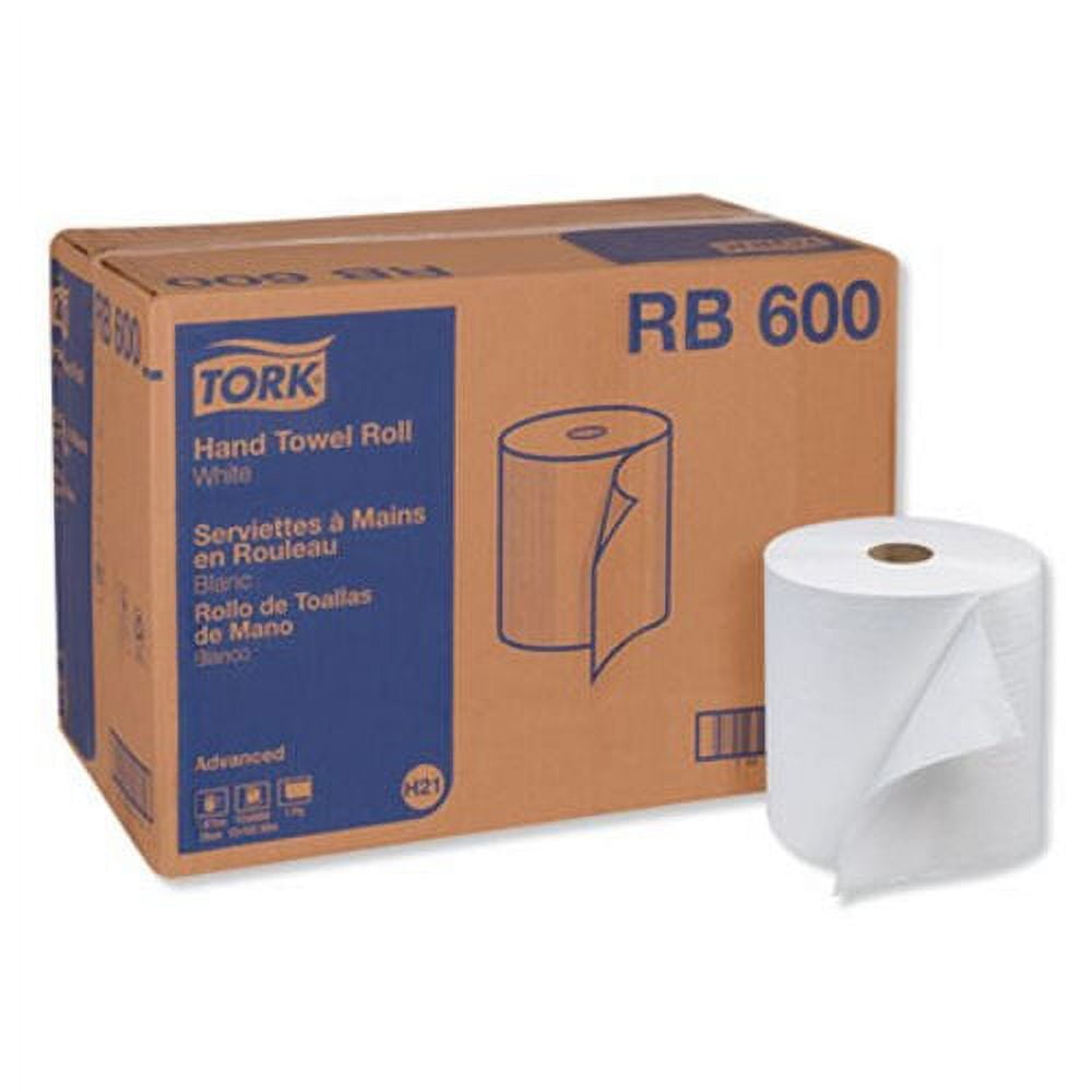 Tork Advanced Hardwound Roll Towel, One-Ply, 7.88" x 600 ft, White, 12 ...