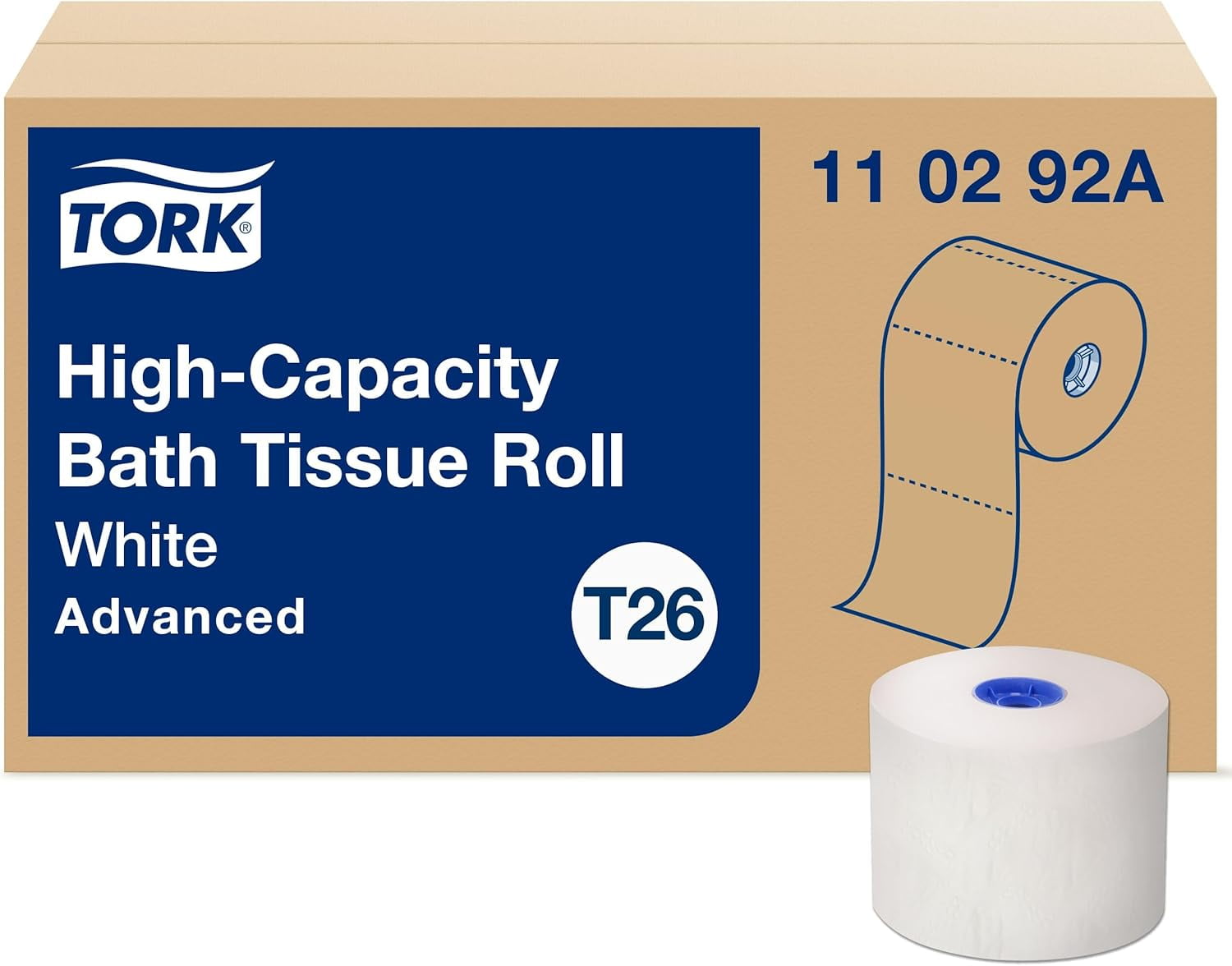 Tork High-Capacity Toilet Paper Roll White T26, Advanced, 2-Ply, 36 x 1000 sheets, 110292A ...