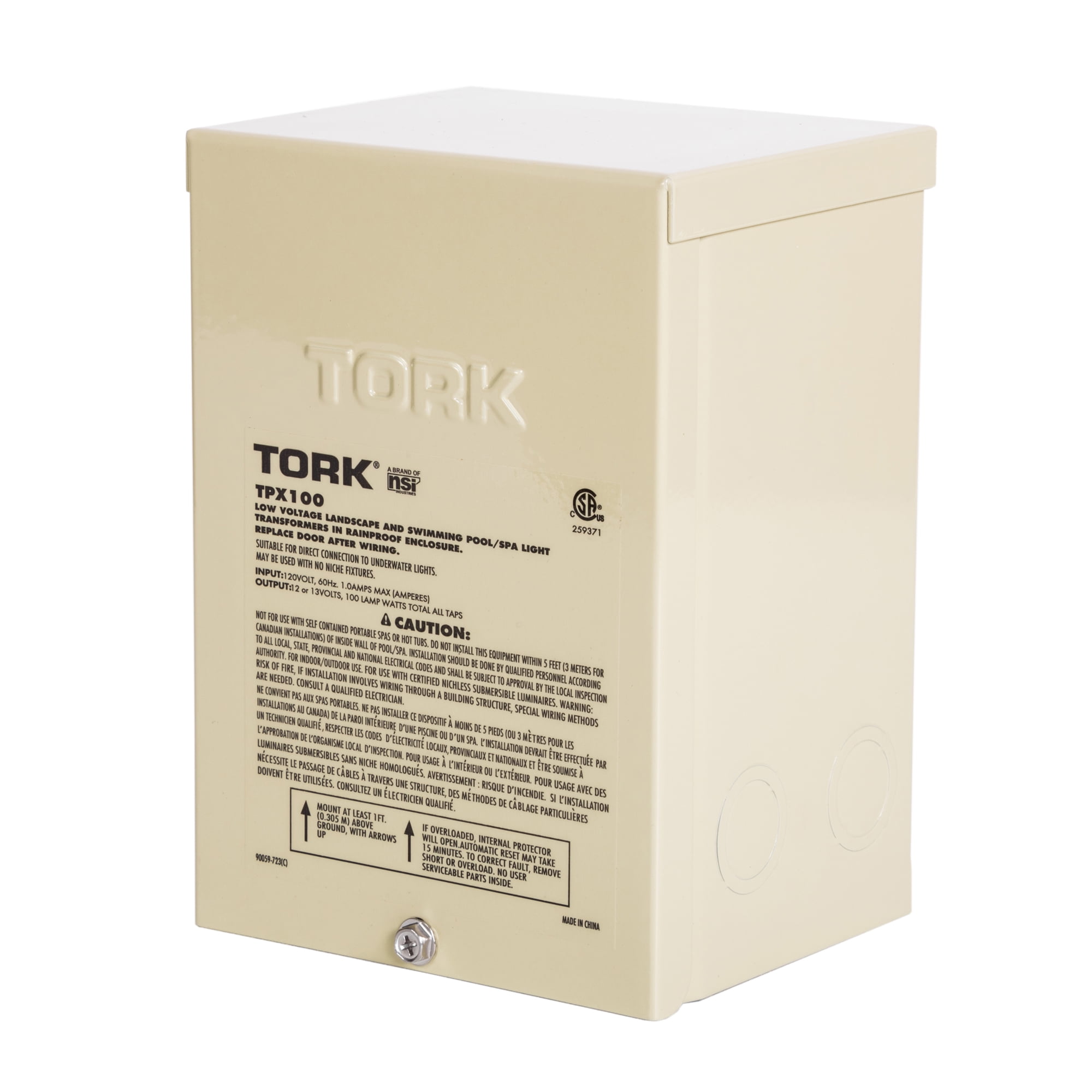 Tork Low Voltage 100 Watt Safety Transformer for Indoor Outdoor Pool ...